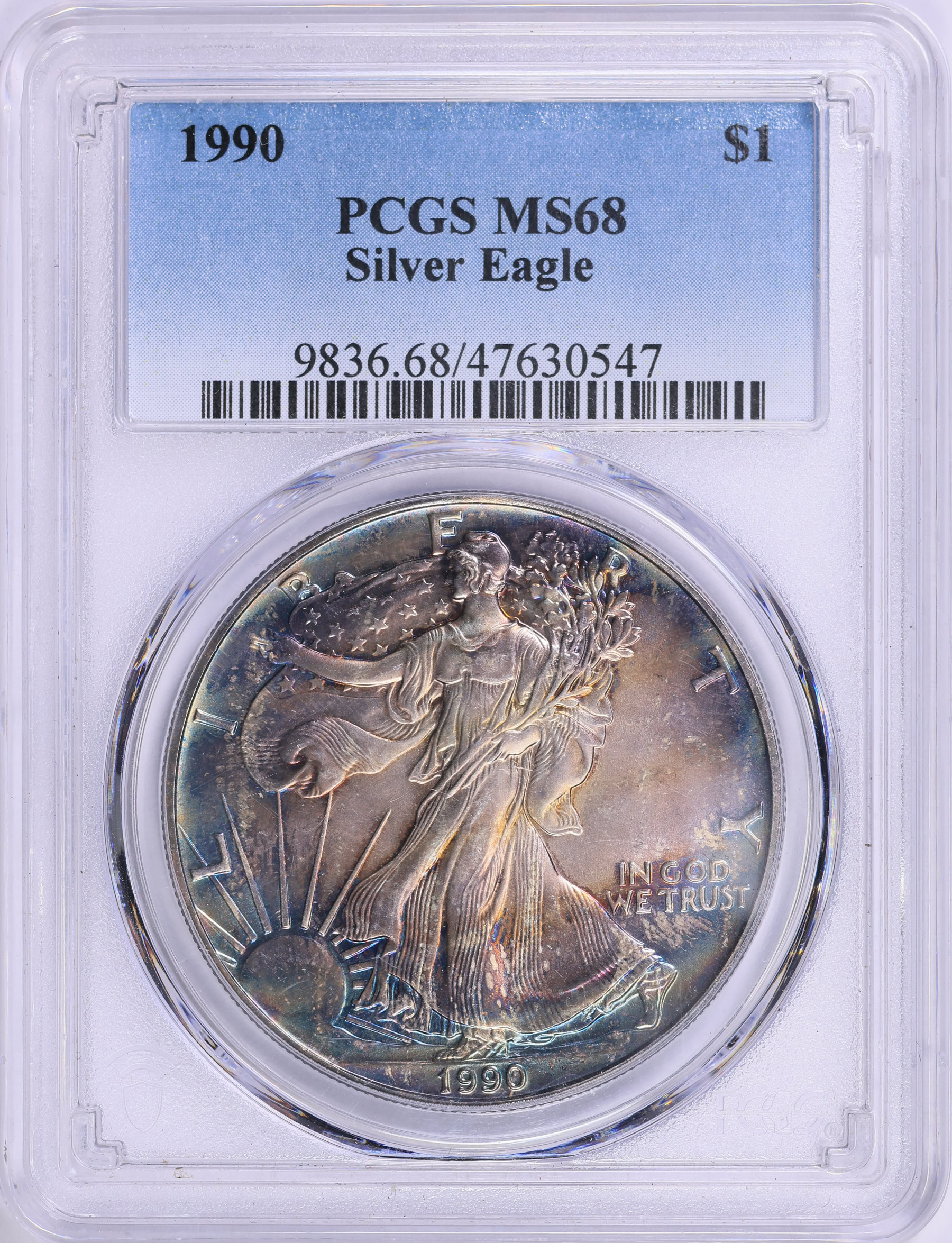 1990 $1 Silver Eagle PCGS MS-68 (Toned) (Item 1788954 ...