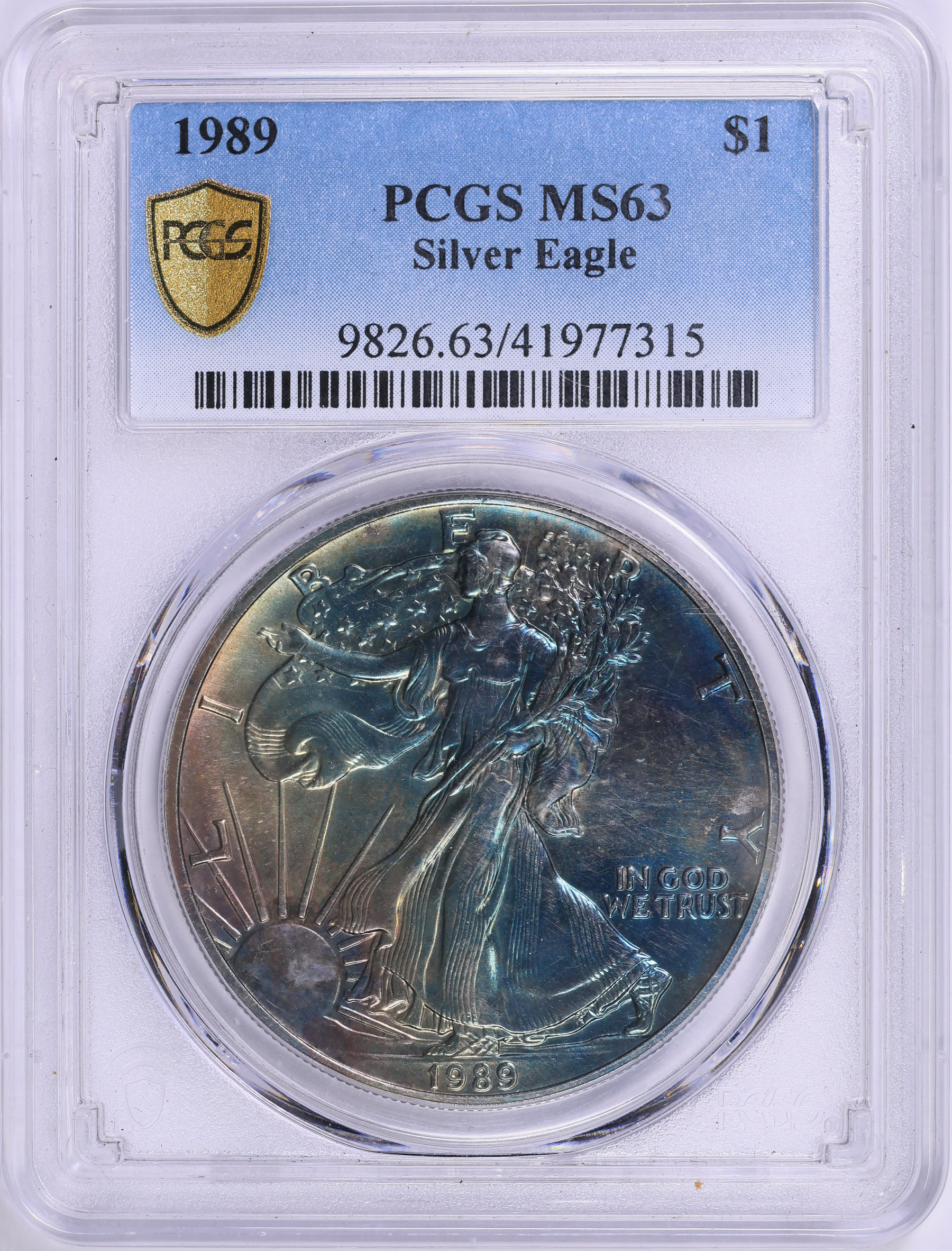 1989 $1 Silver Eagle PCGS MS-63 (Toned) (Item 1788955 ...