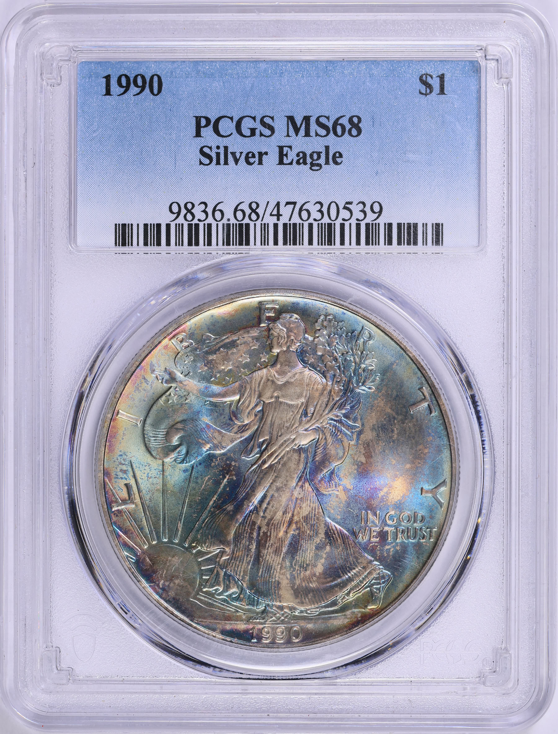 1990 $1 Silver Eagle PCGS MS-68 (Toned) (Item 1788956 ...
