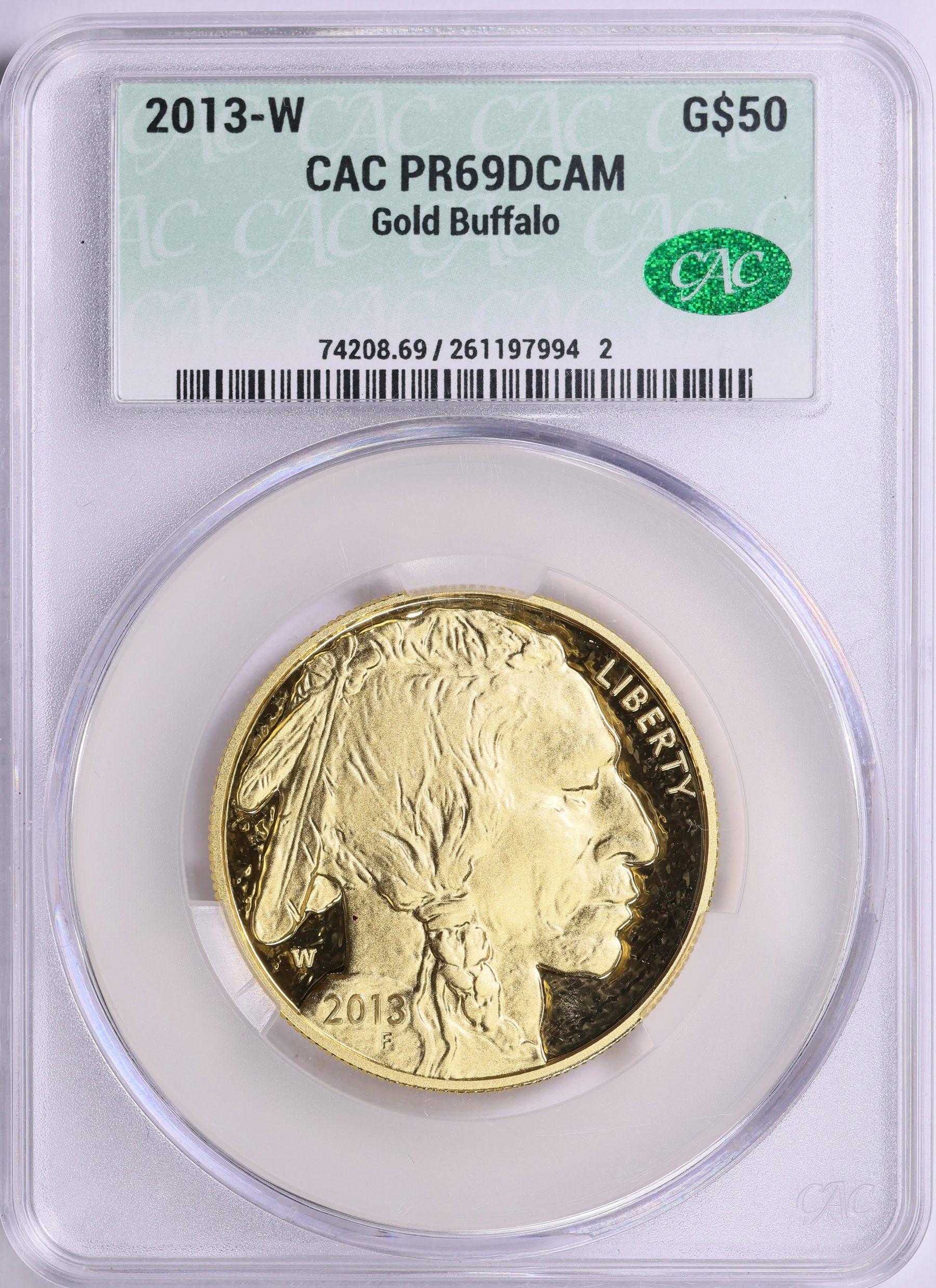 2013-W $50 One-Ounce Gold American Buffalo CACG Proof-69 DCAM (Item 1788971) | GreatCollections ...