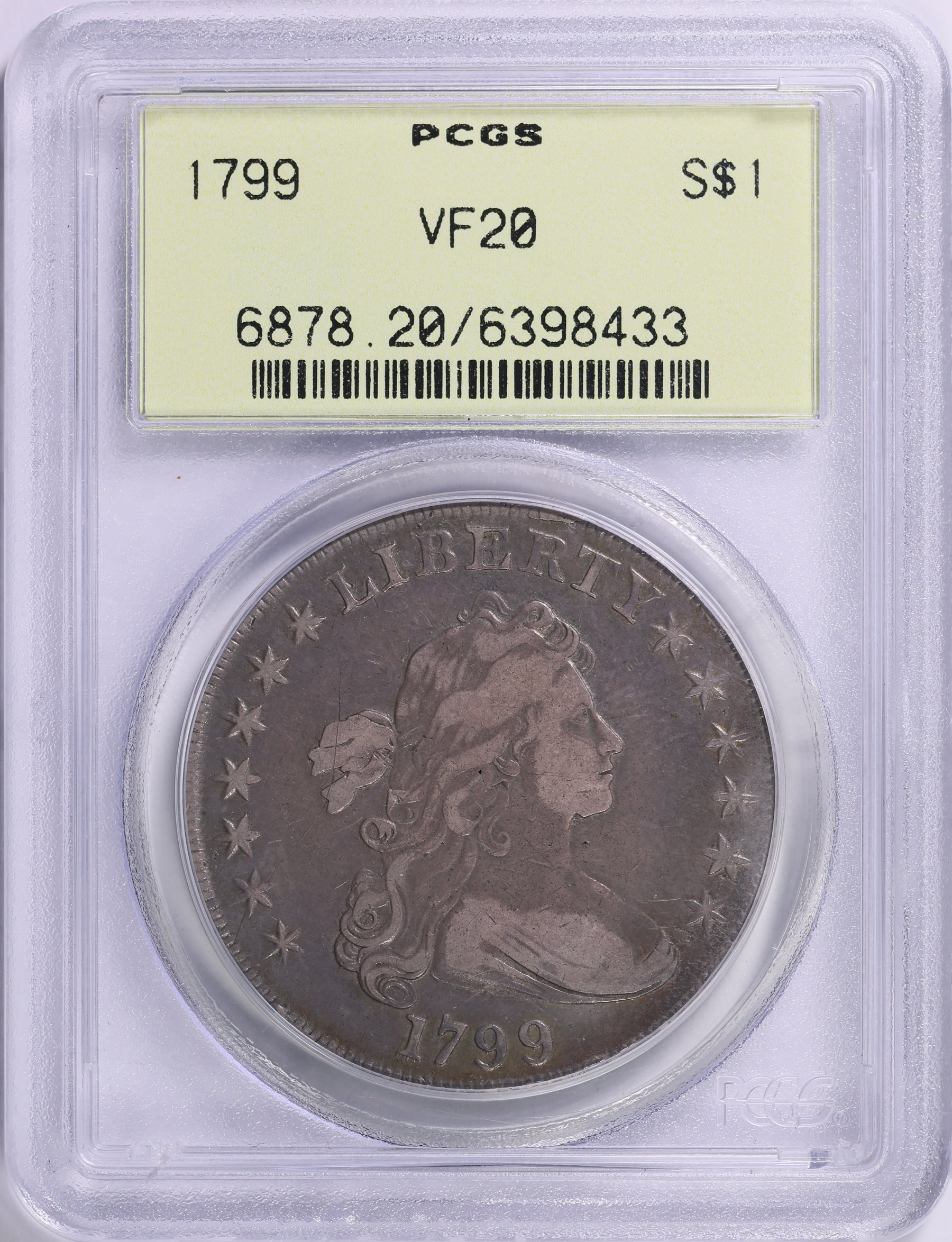 1799 Draped Bust Silver Dollar PCGS VF-20 OGH (Item 1789041) | GreatCollections Coin Auctions