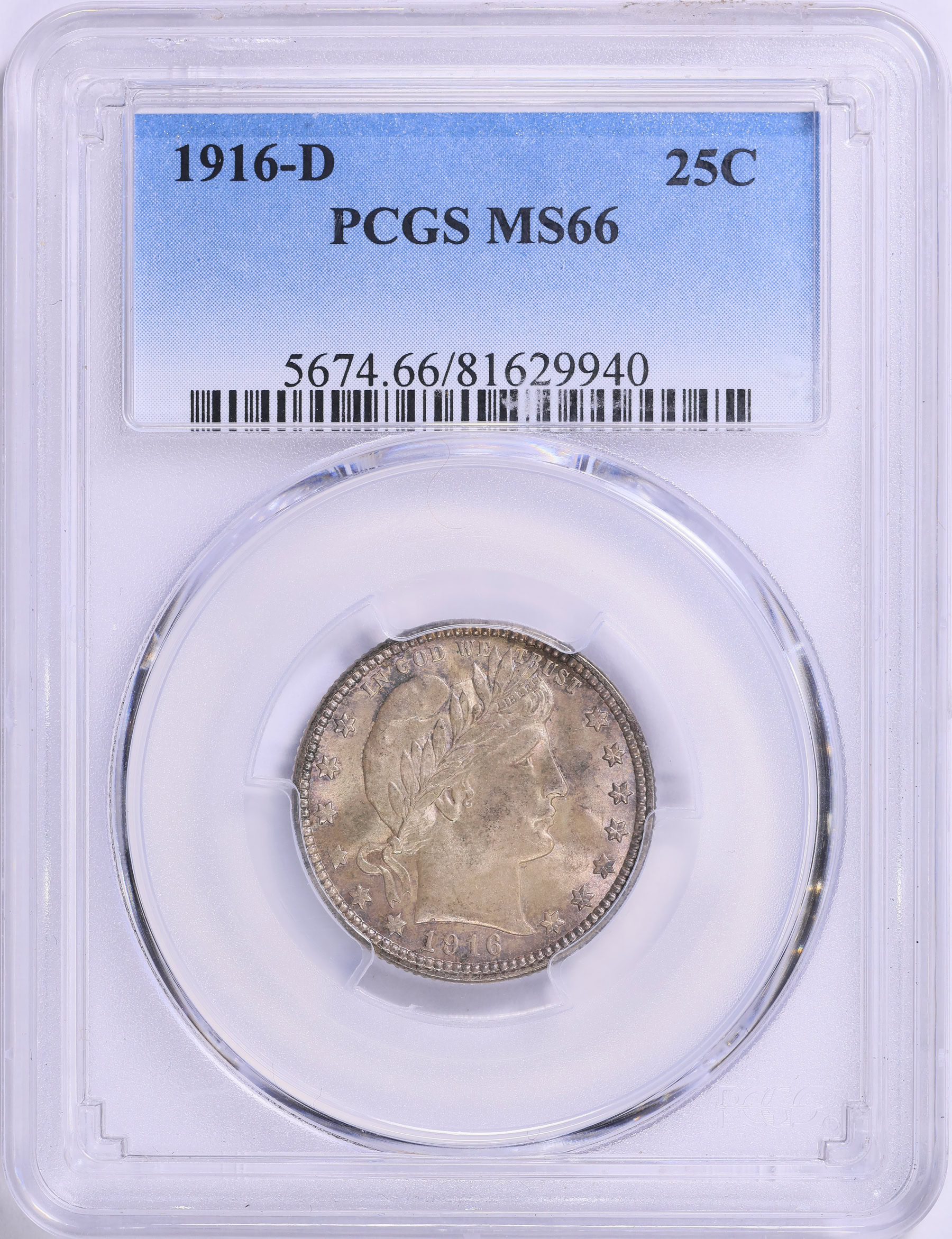 1916-D Barber Quarter PCGS MS-66 (Toned) (Item 1789047 ...