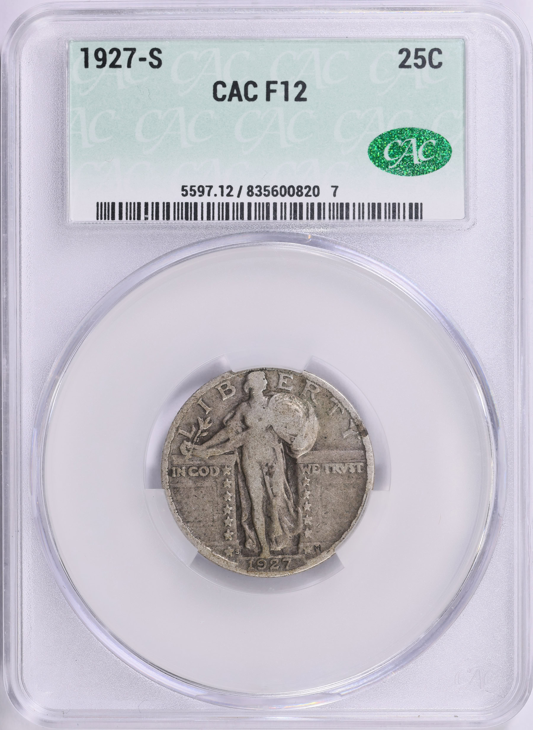 1927-S Standing Liberty Quarter CACG F-12 (Item 1789064 ...