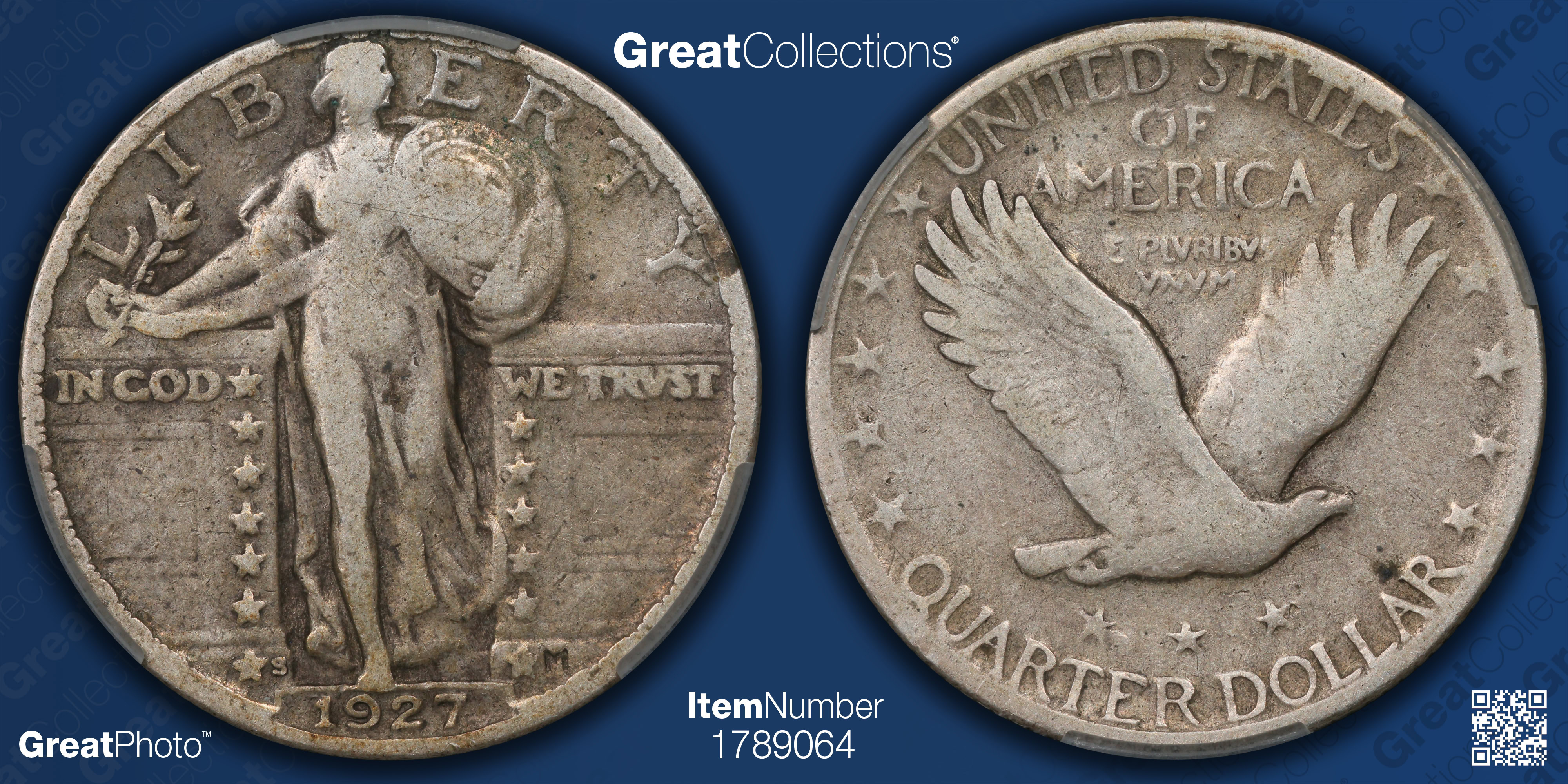 1927-S Standing Liberty Quarter CACG F-12 (Item 1789064 ...