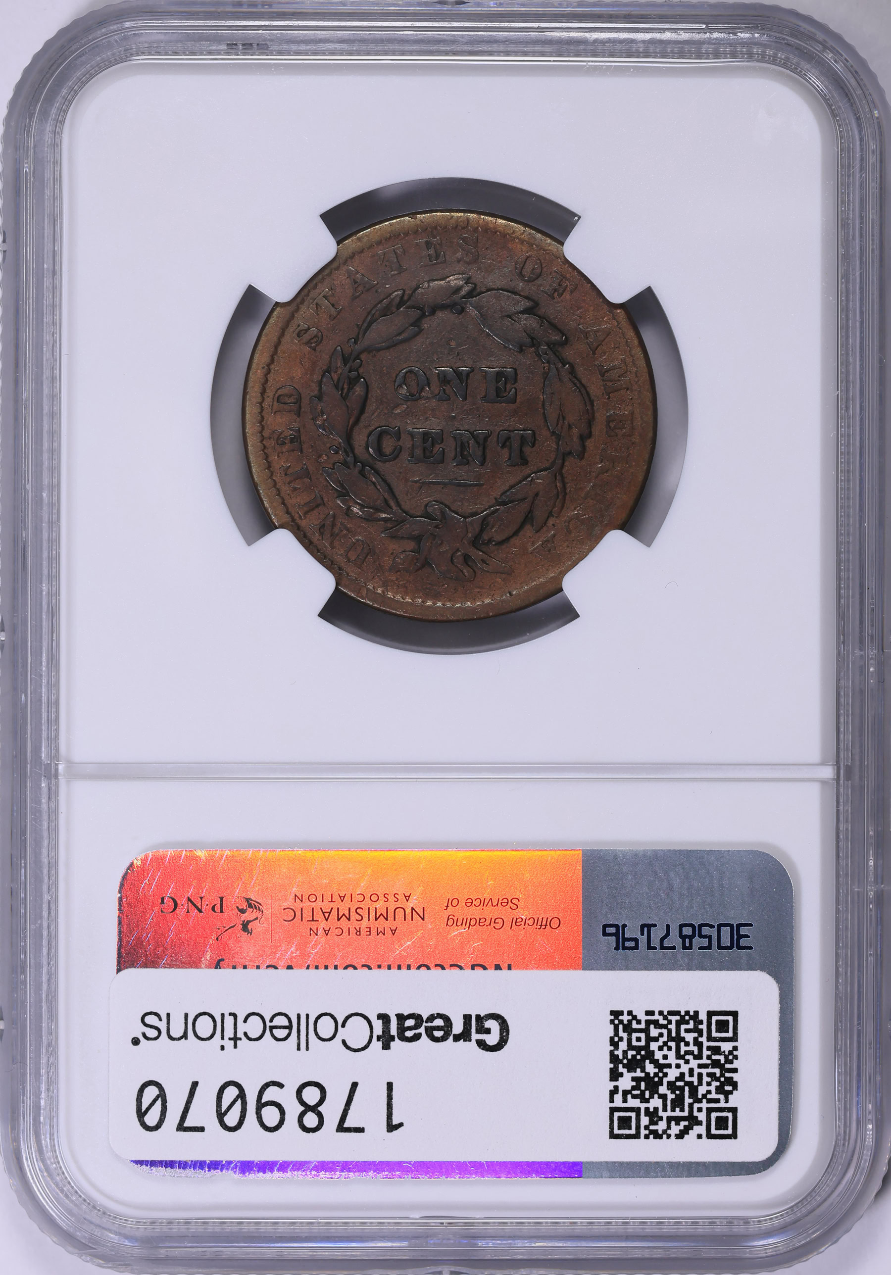 1838 Matron Cent NGC F-12 BN (Item 1789070) | GreatCollections Coin Auctions