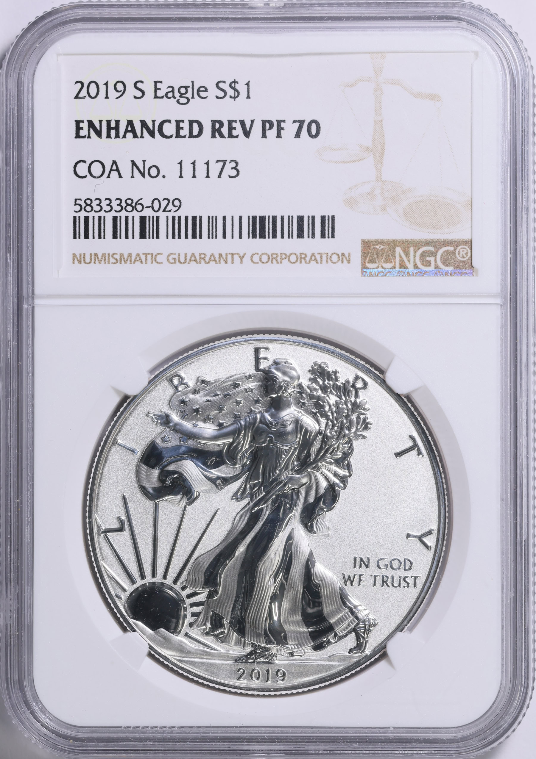 2019-S $1 Silver Eagle Enhanced Reverse Proof NGC Proof-70 (Item 1789132) | GreatCollections ...