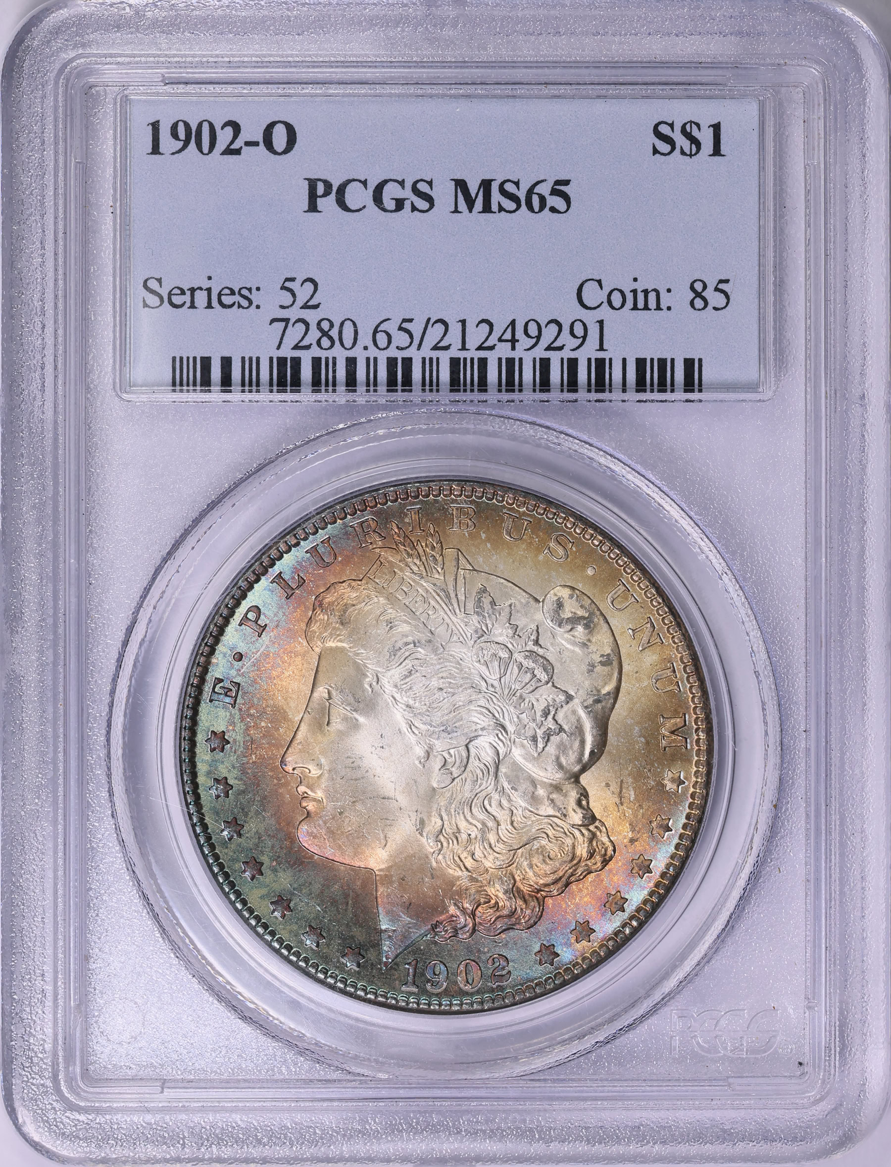 1902-O Morgan Silver Dollar PCGS MS-65 (Toned) (Item 1789134) | GreatCollections Coin Auctions