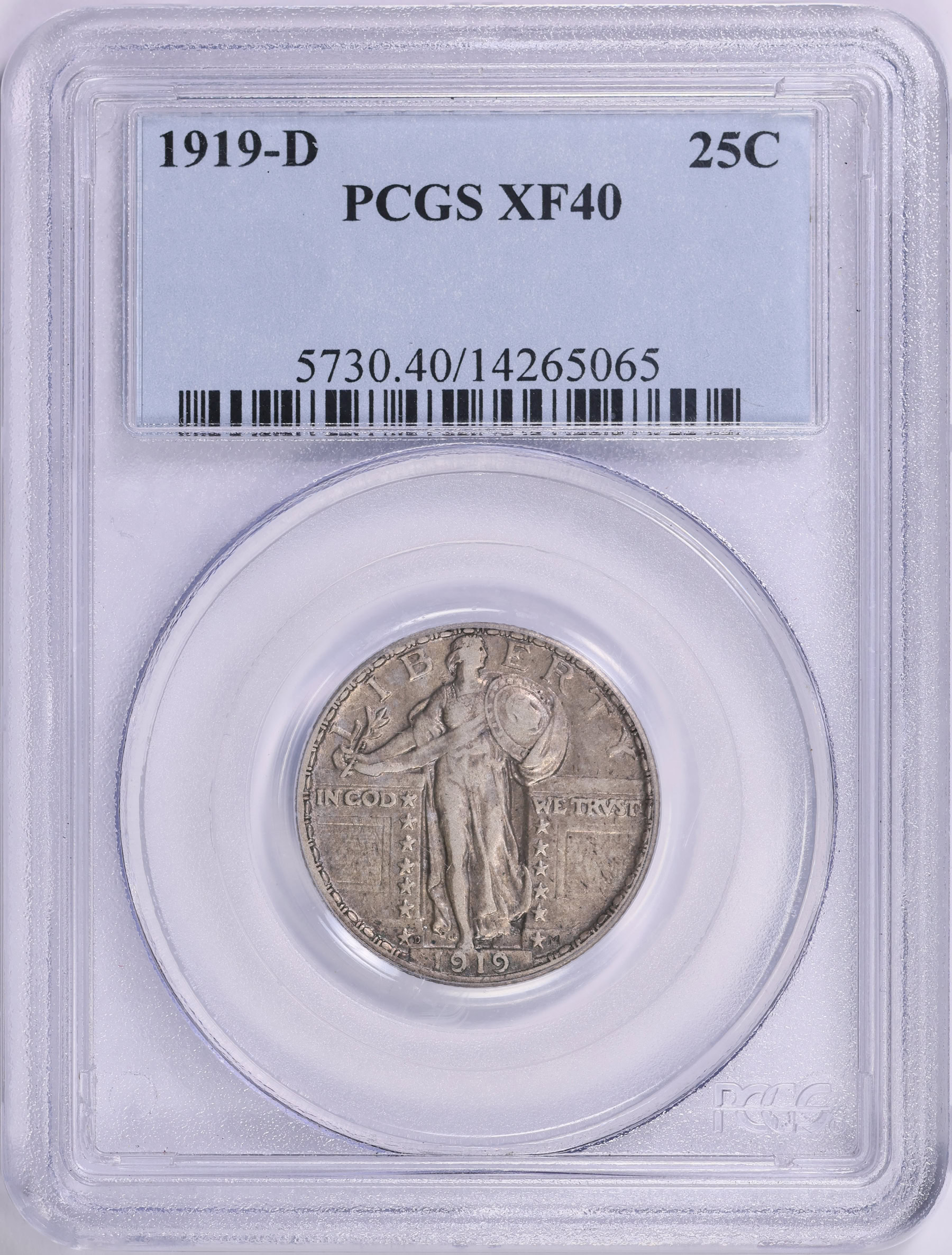 1919-D Standing Liberty Quarter PCGS XF-40 (Item 1789163) | GreatCollections Coin Auctions