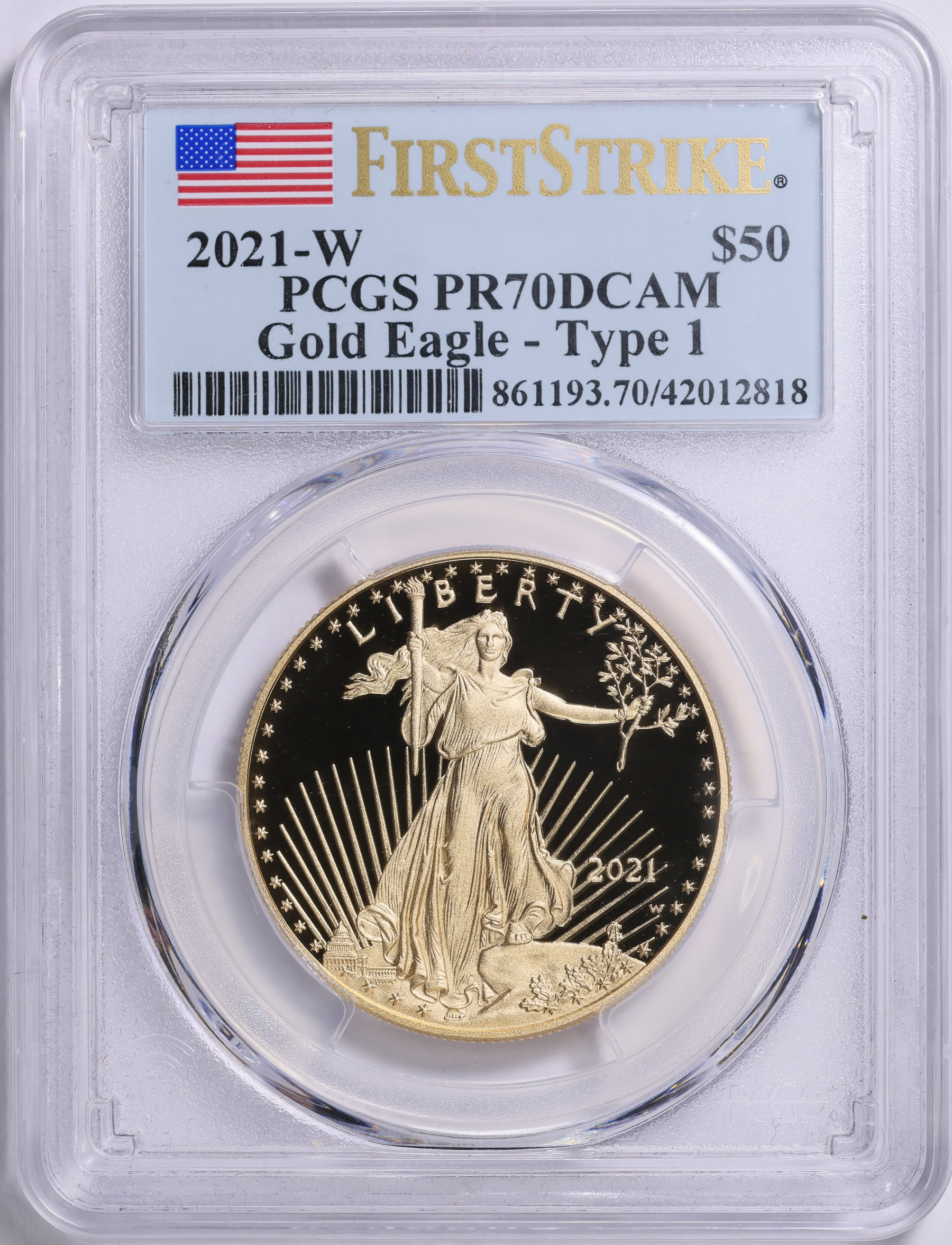 2021-W $50 One-Ounce Gold American Eagle Type 1 First Strike PCGS Proof ...
