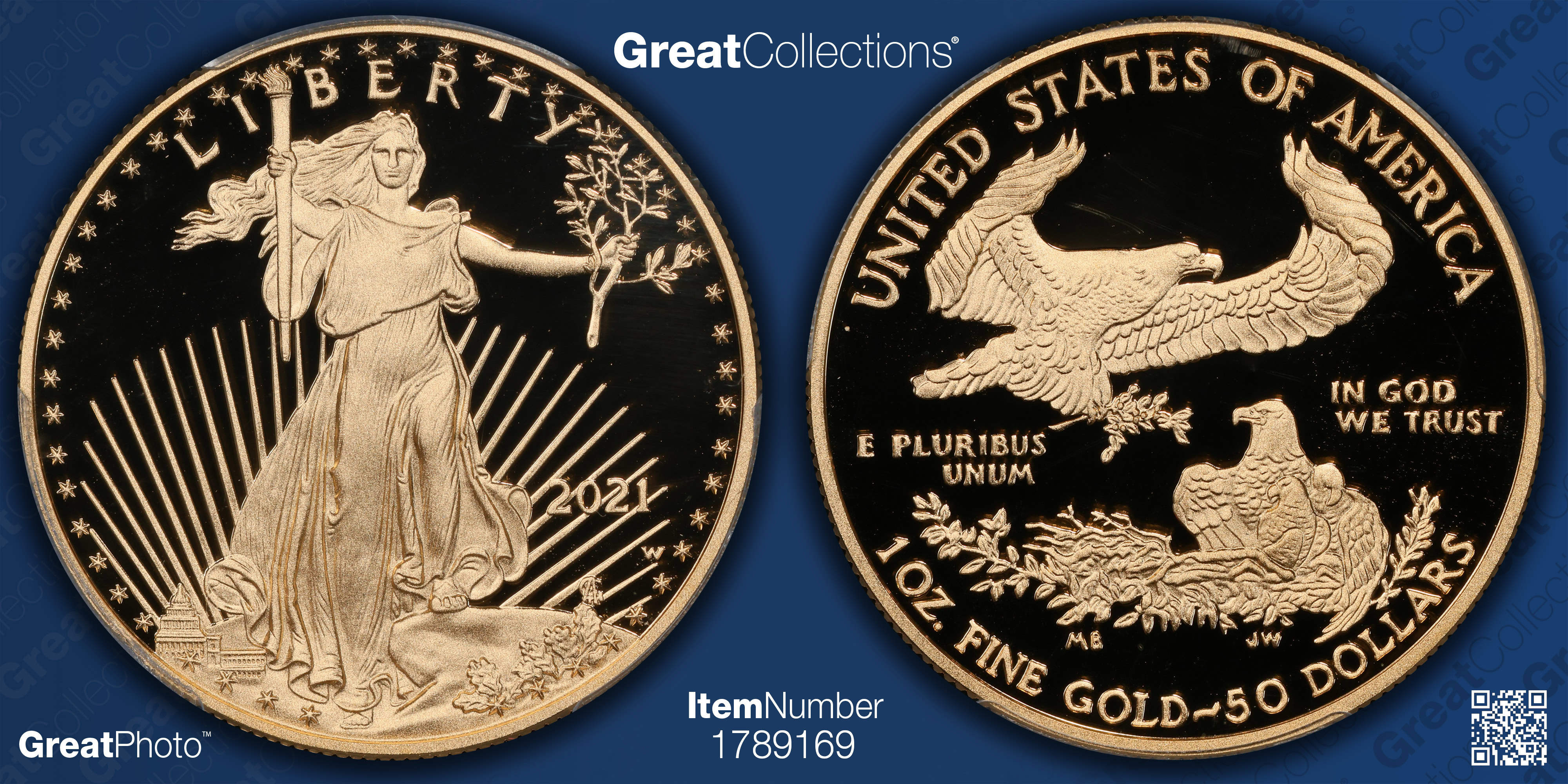 2021-W $50 One-Ounce Gold American Eagle Type 1 First Strike PCGS Proof ...