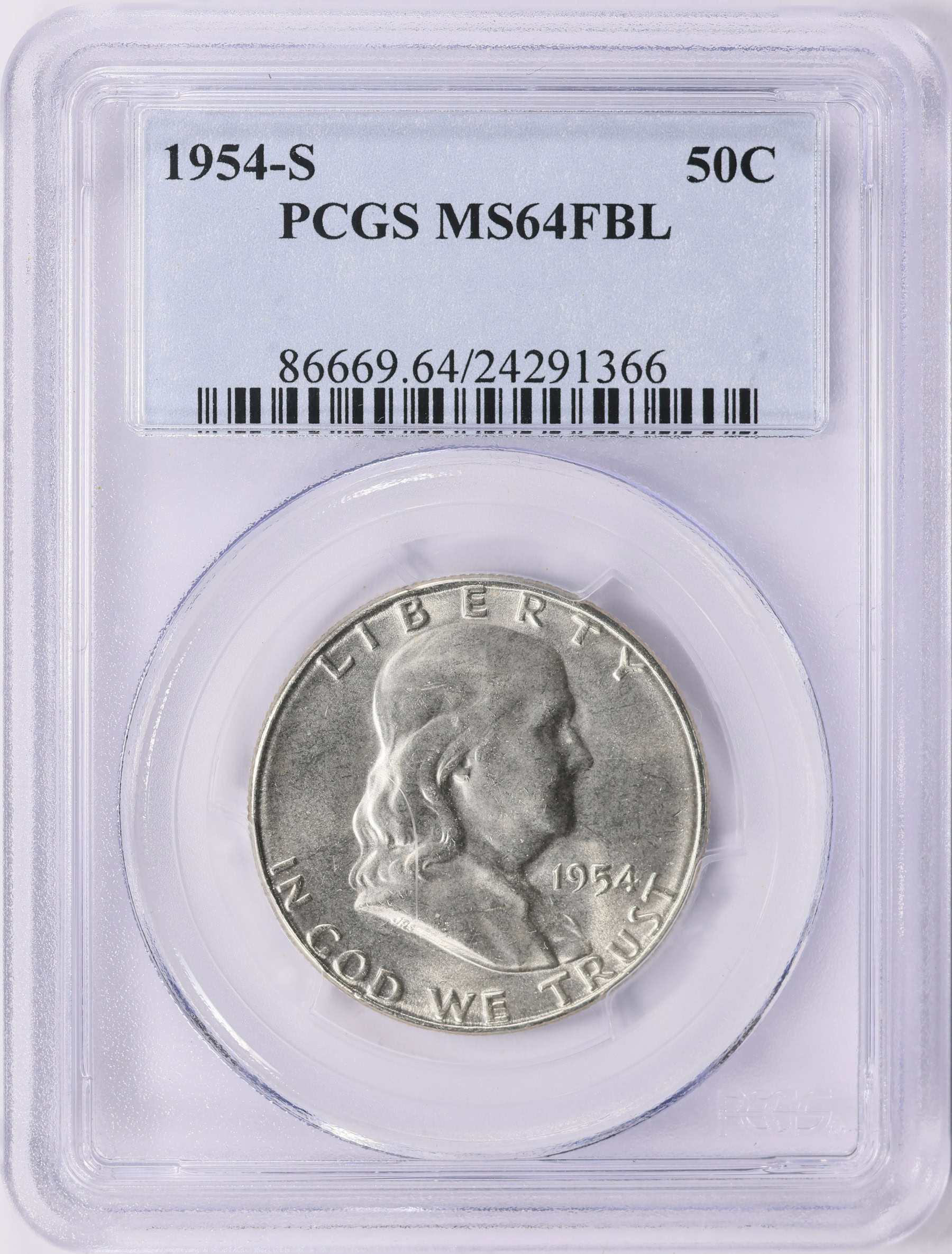 1954-S Franklin Half Dollar PCGS MS-64 FBL (Item 1789204 ...