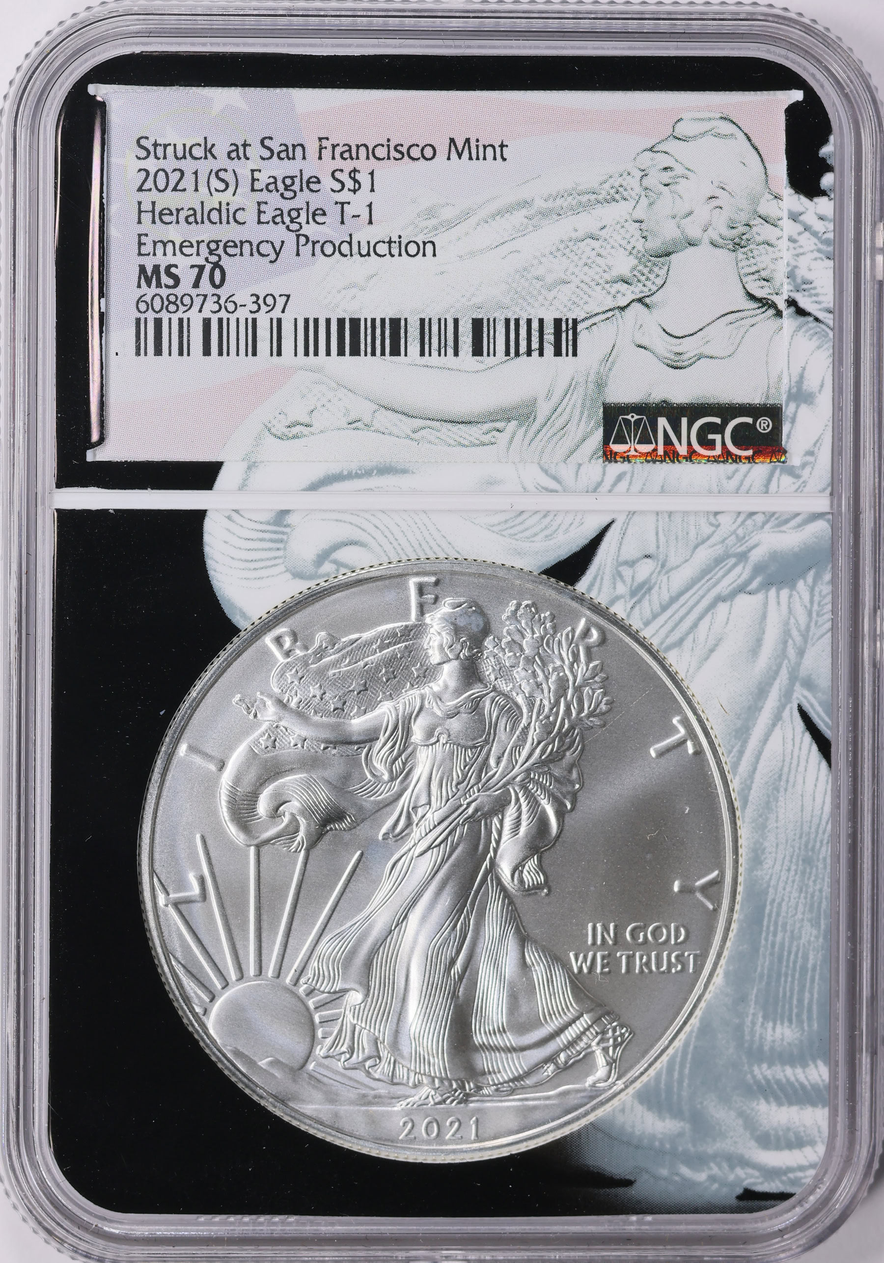 2021-(S) $1 Silver Eagle Type 1 Emergency Production Struck at San ...