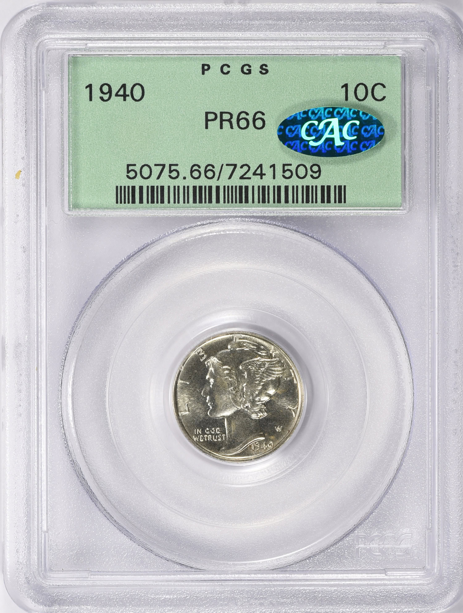 1940 Mercury Dime PCGS Proof-66 (CAC Green) OGH (Item 1789278) | GreatCollections Coin Auctions