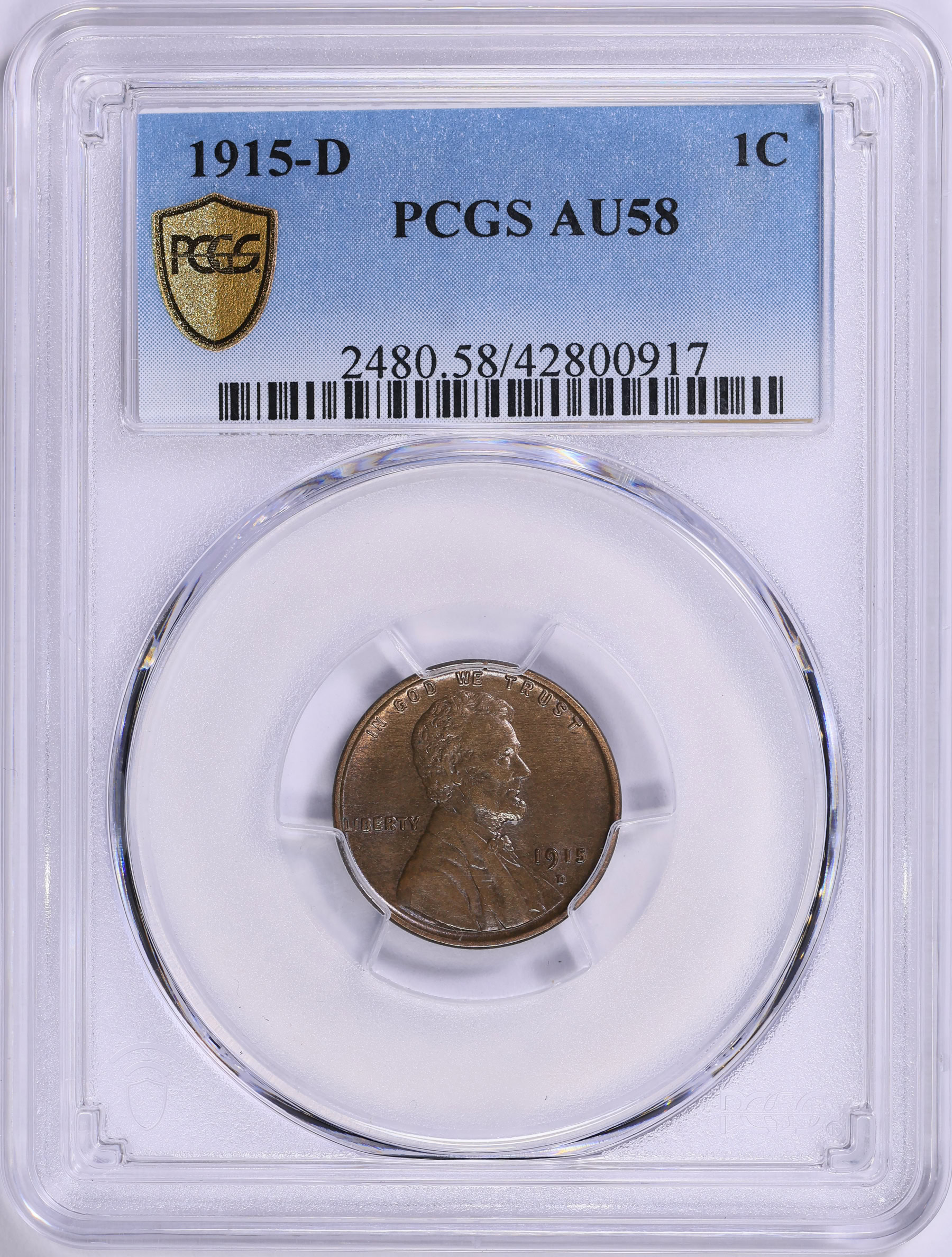 1915-D Lincoln Cent PCGS AU-58 BN (Item 1789307) | GreatCollections ...