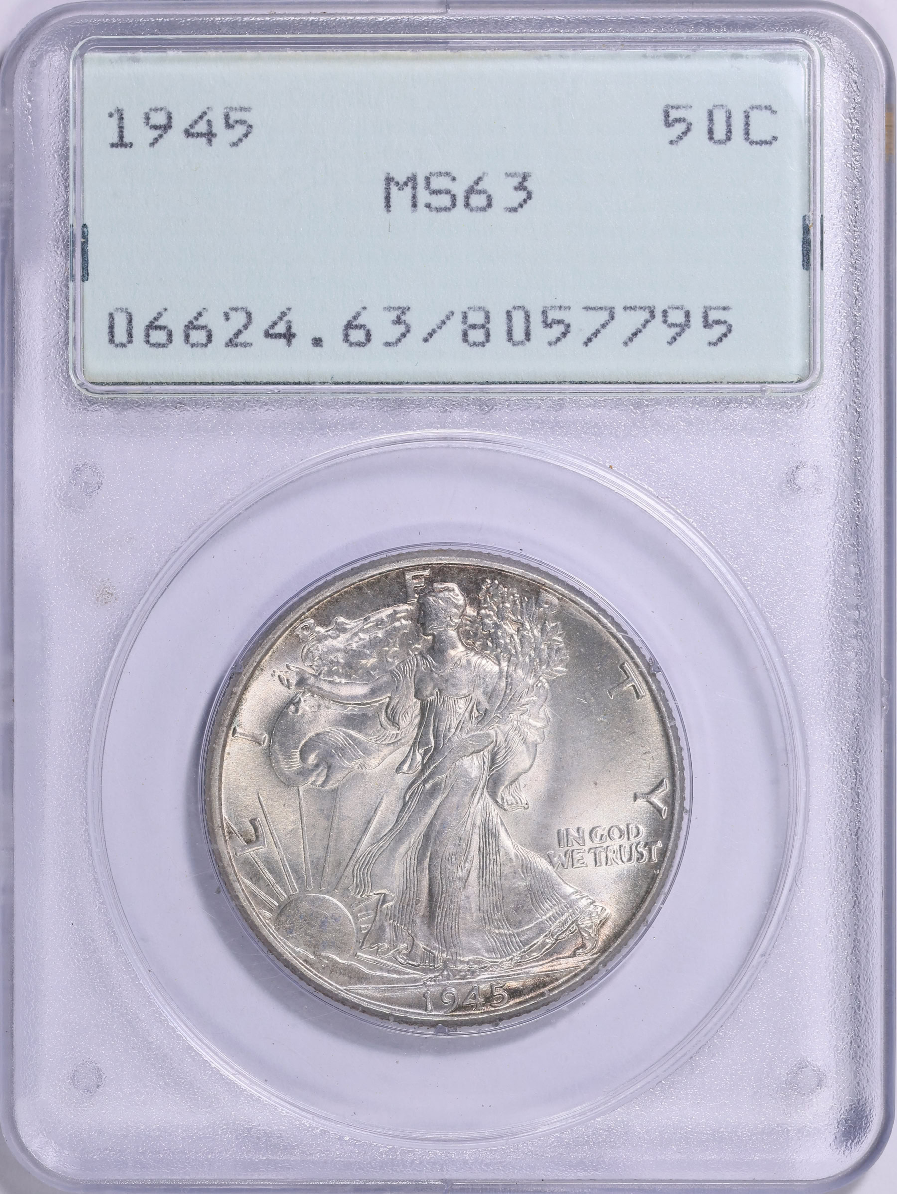 1945 Walking Liberty Half Dollar PCGS MS-63 OGH (1st Gen) (Item 1789315) | GreatCollections Coin ...