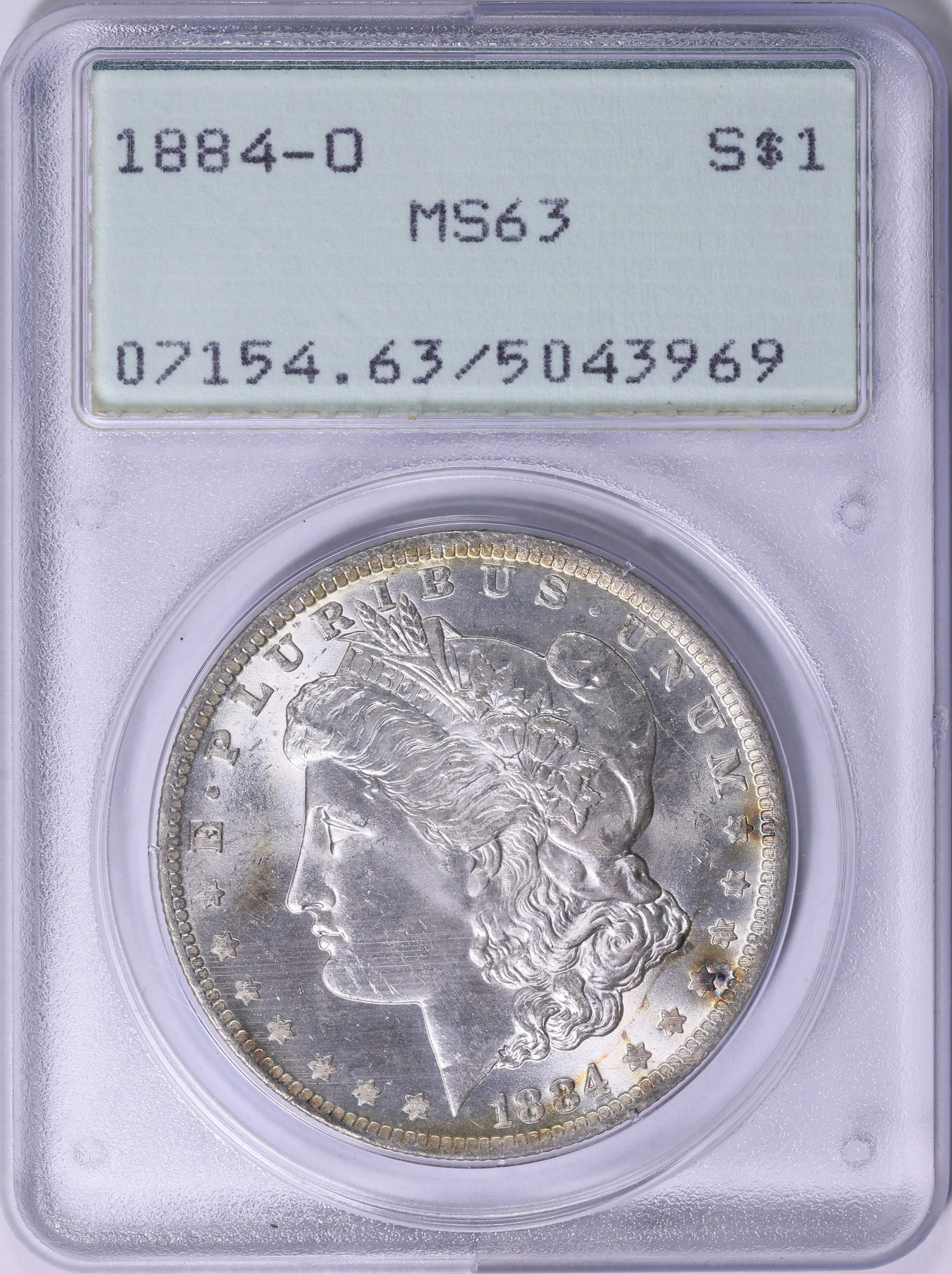 1884-O Morgan Silver Dollar PCGS MS-63 OGH (1st Gen) (Toned) (Item 1789317) | GreatCollections ...