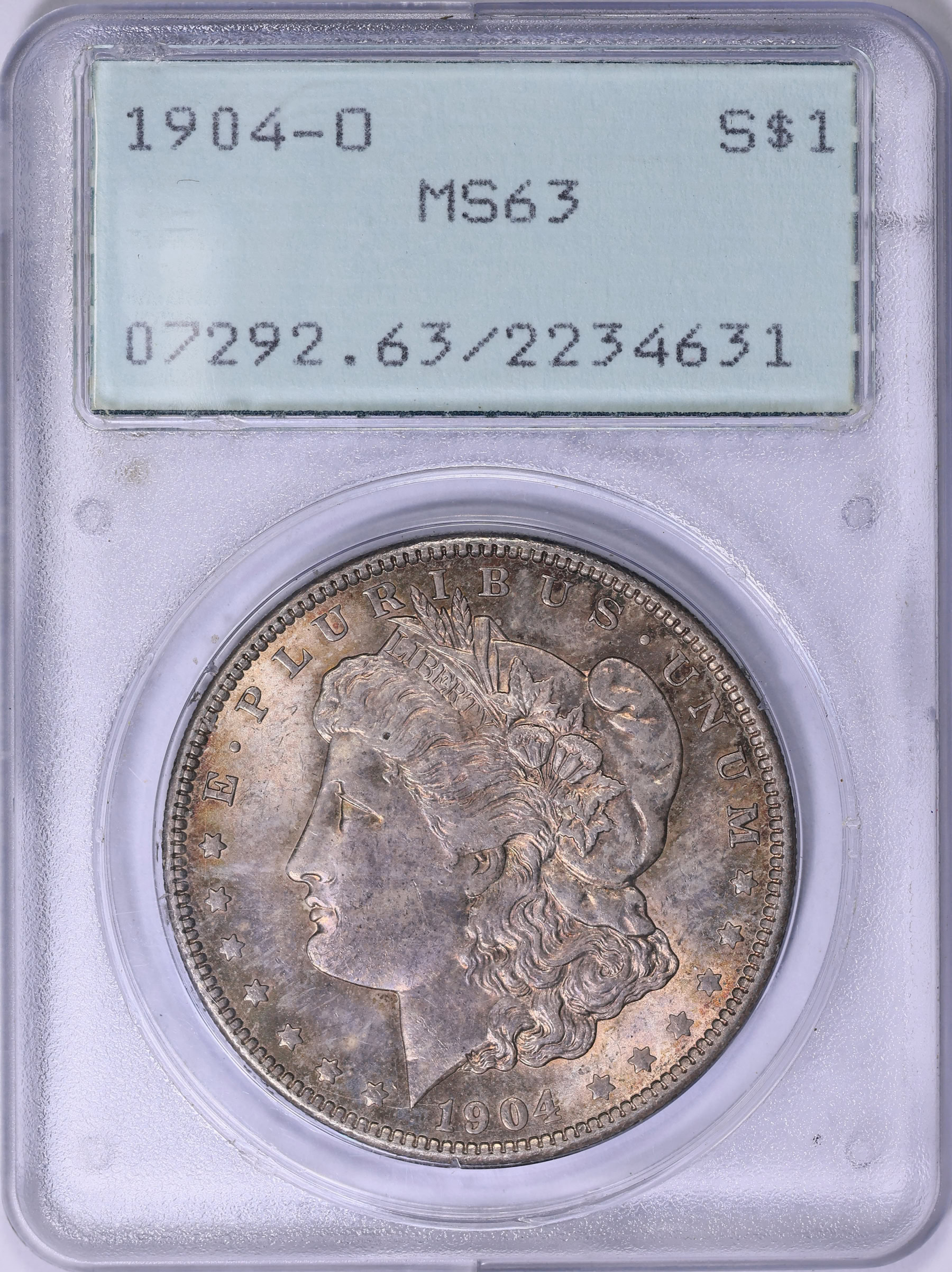 1904-O Morgan Silver Dollar PCGS MS-63 OGH (1st Gen) (Toned) (Item 1789318) | GreatCollections ...