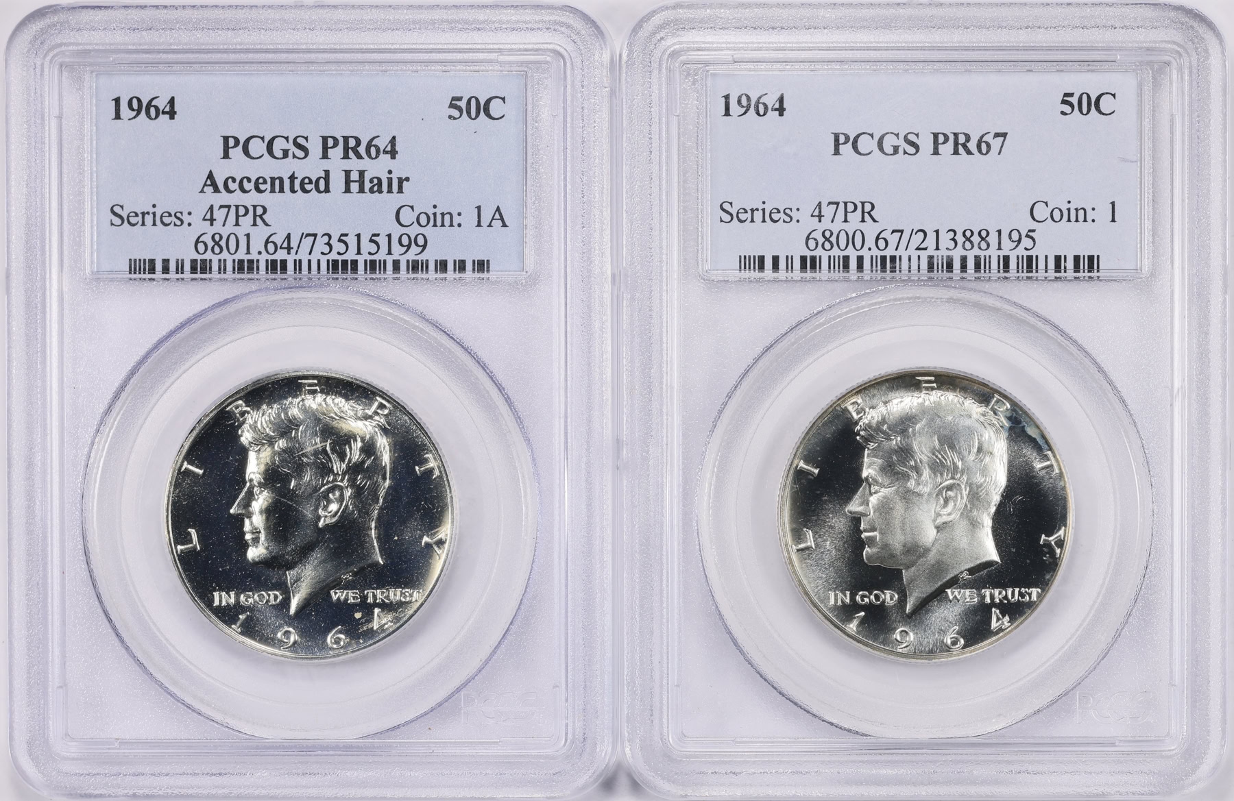 1964 Kennedy Half Dollar and 1964 Kennedy Half Dollar Accented Hair ...