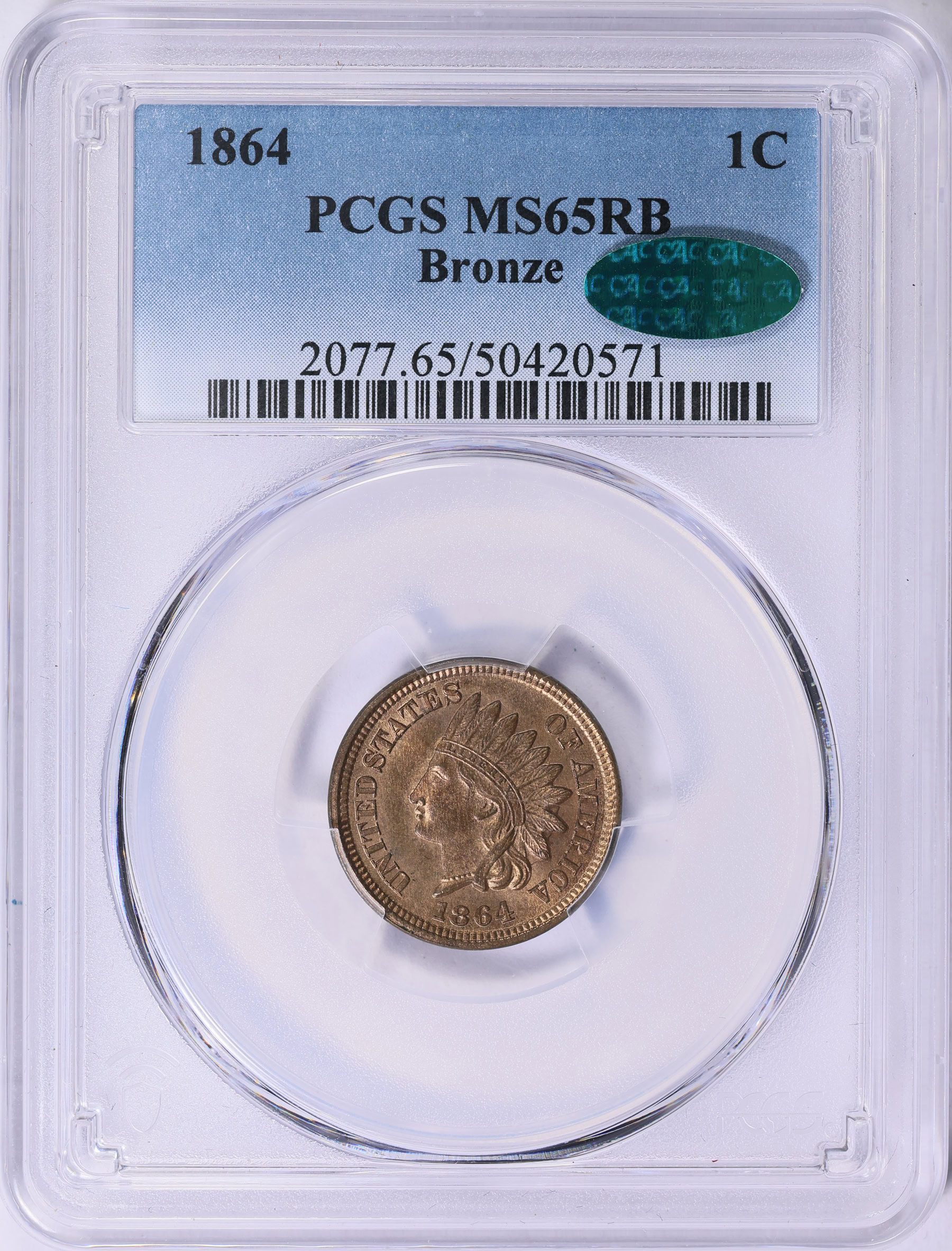 1864 Indian Cent Bronze PCGS MS-65 RB (CAC Green) (Item 1789437) | GreatCollections Coin Auctions