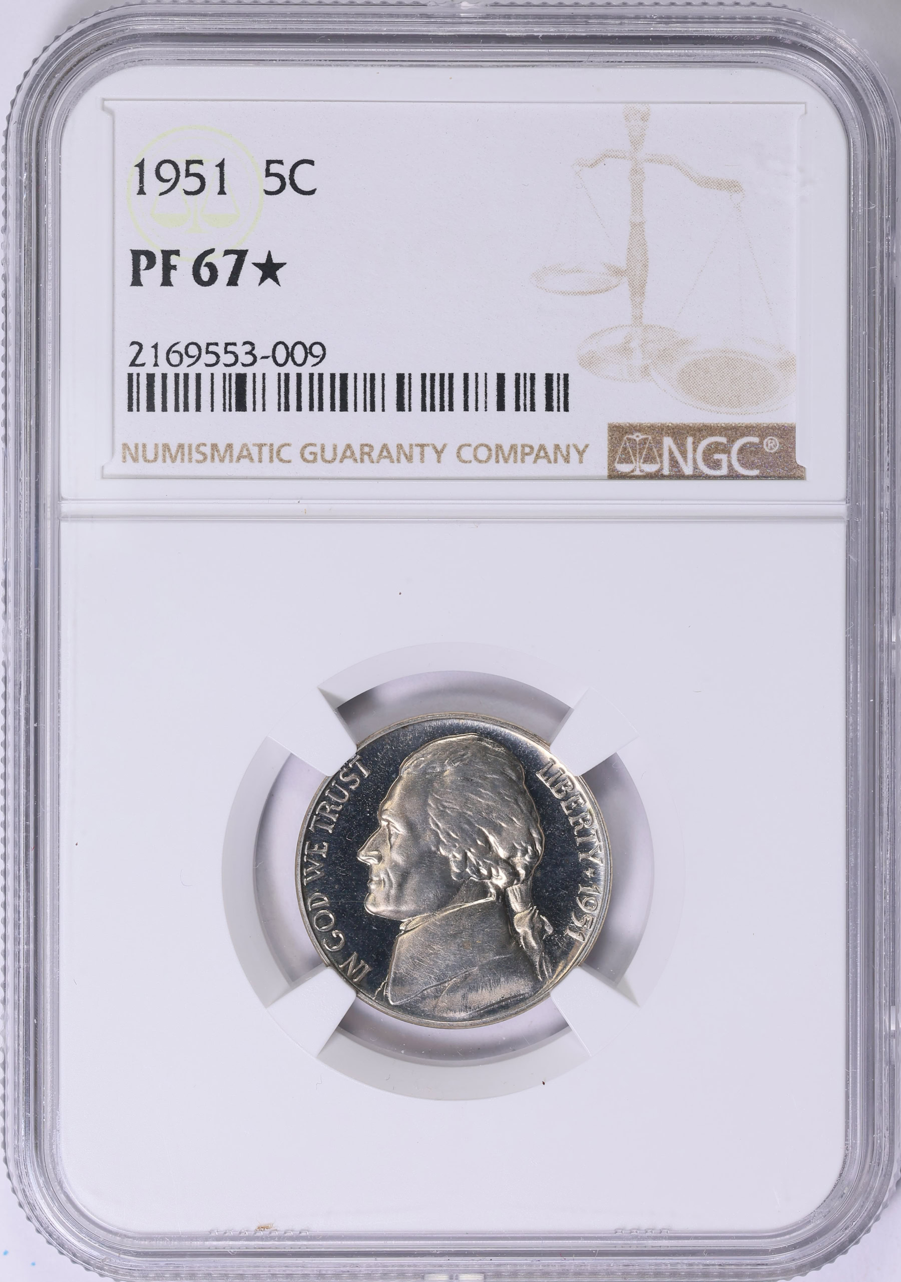 1951 Jefferson Nickel NGC Proof-67 ★ (Item 1789477) | GreatCollections Coin Auctions