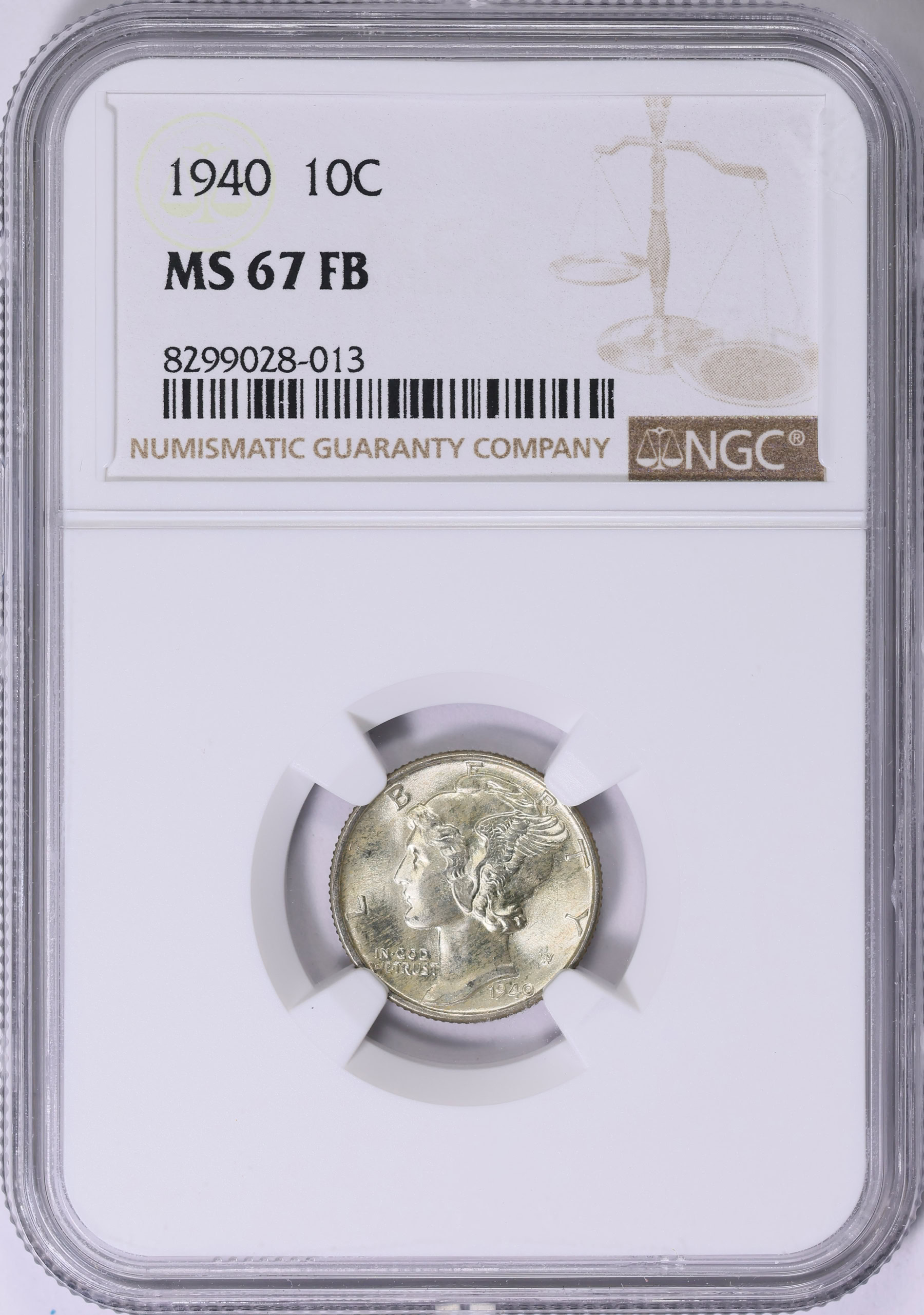 1940 Mercury Dime NGC MS-67 FB (Item 1789480) | GreatCollections Coin Auctions