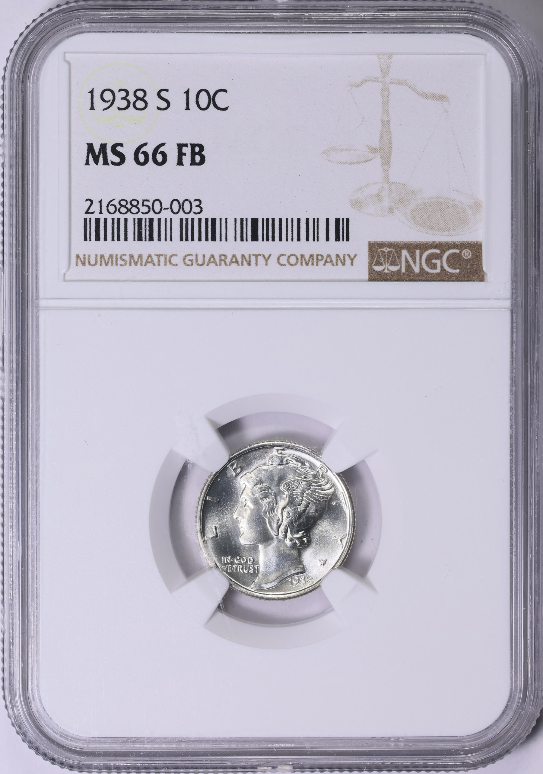 1938-S Mercury Dime NGC MS-66 FB (Item 1789484) | GreatCollections Coin Auctions