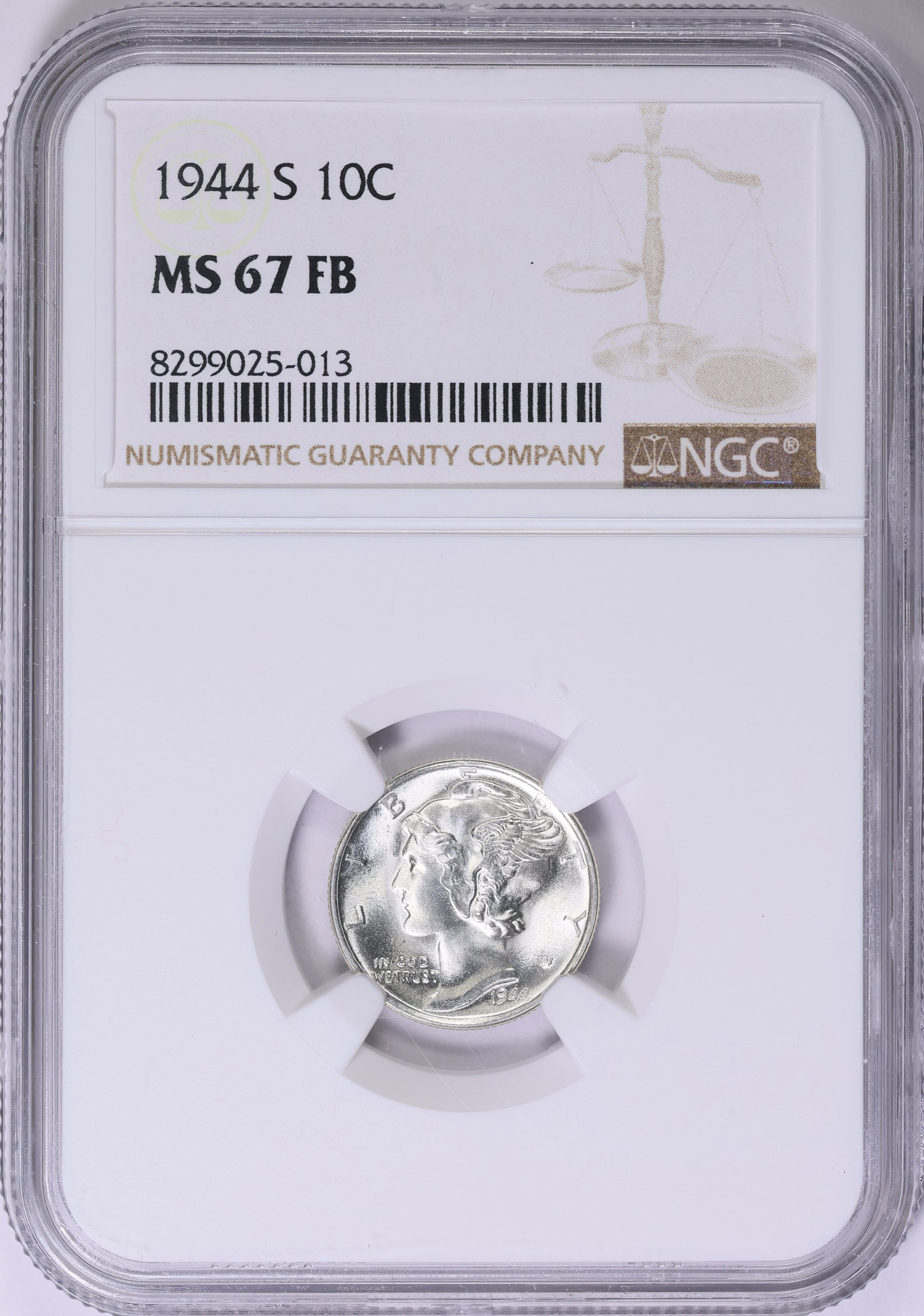 1944-S Mercury Dime NGC MS-67 FB (Item 1789489) | GreatCollections Coin Auctions