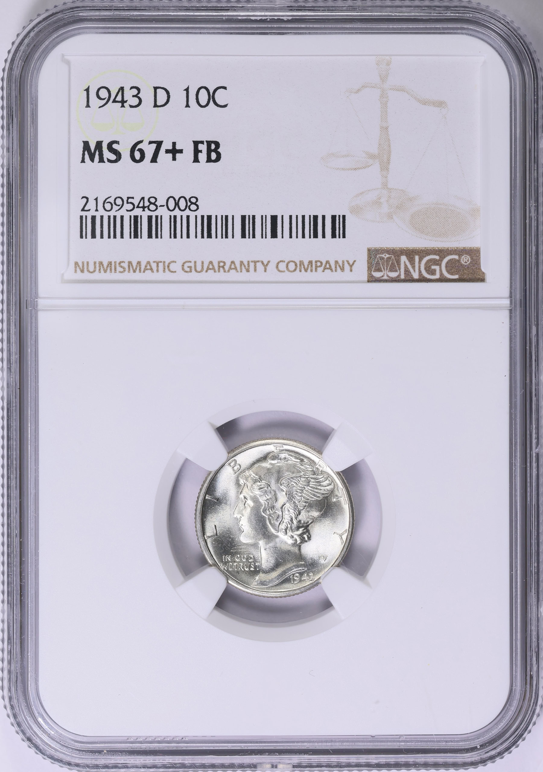 1943-D Mercury Dime NGC MS-67+ FB (Item 1789490) | GreatCollections Coin Auctions