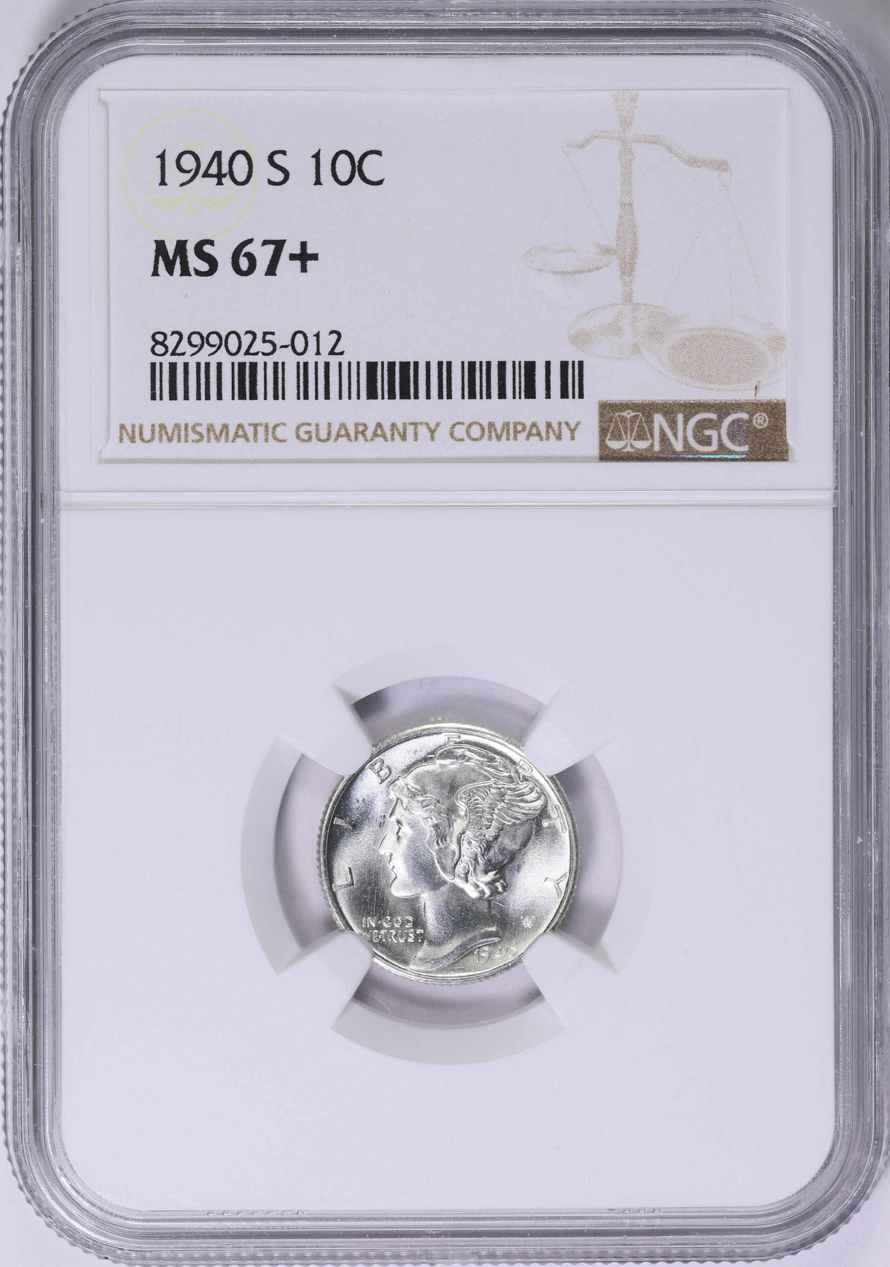 1940-S Mercury Dime NGC MS-67+ (Item 1789491) | GreatCollections Coin Auctions