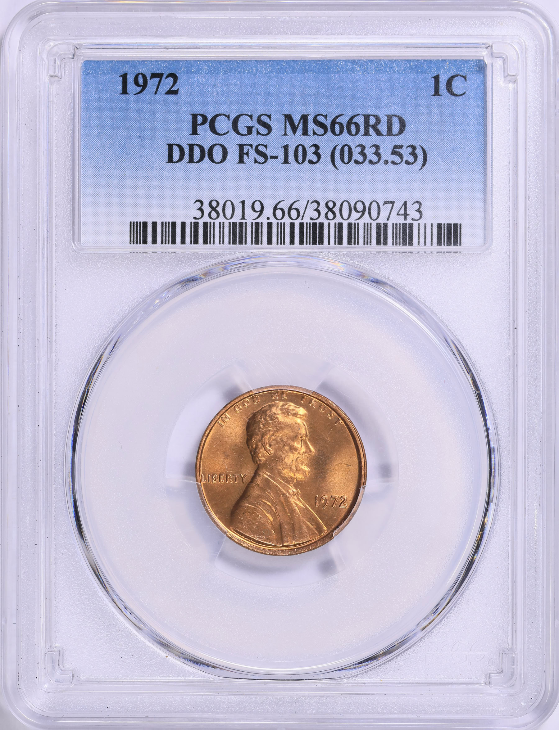 1972 Lincoln Cent Doubled Die Obverse FS-103 (033.53) PCGS MS-66 RD (Item 1789619 ...