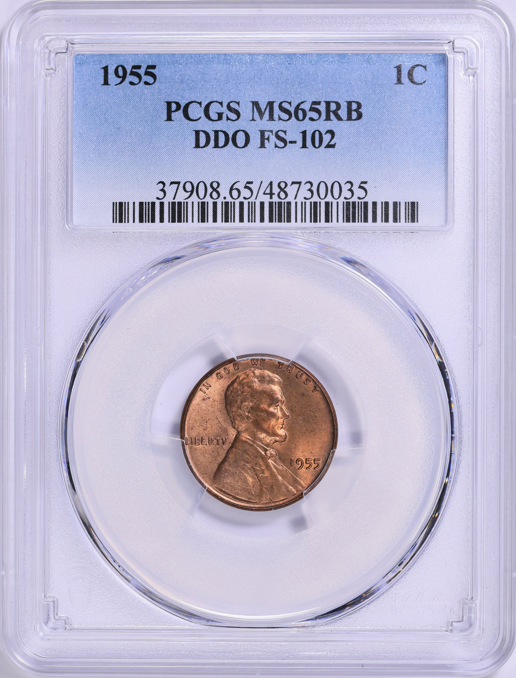 1955 Lincoln Cent Doubled Die Obverse FS-102 PCGS MS-65 RB (Item 1789628) | GreatCollections ...