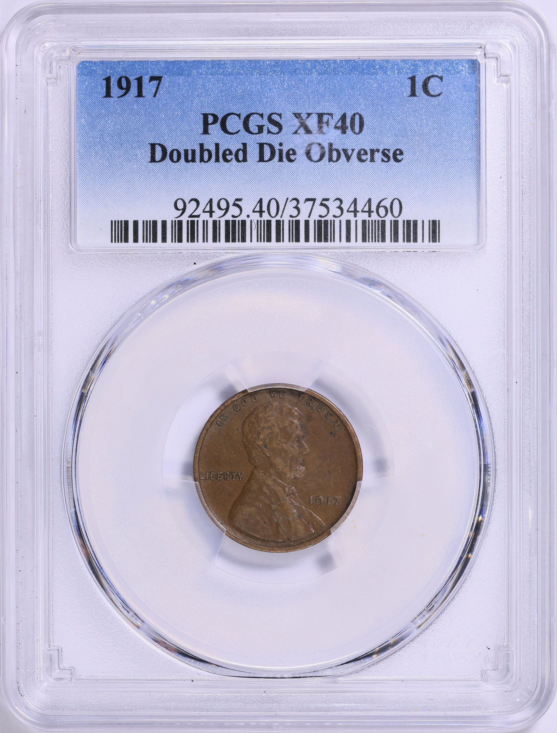 1917 Lincoln Cent Doubled Die Obverse PCGS XF-40 BN (Item 1789631 ...