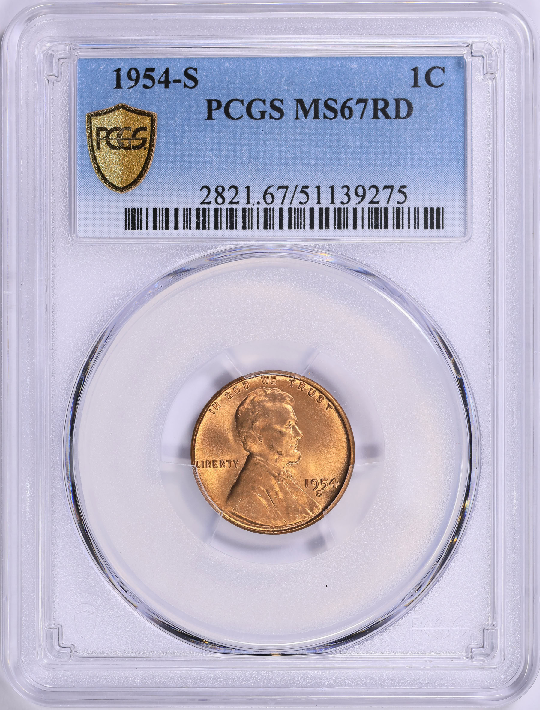1954-S Lincoln Cent PCGS MS-67 RD (Item 1789684) | GreatCollections Coin Auctions