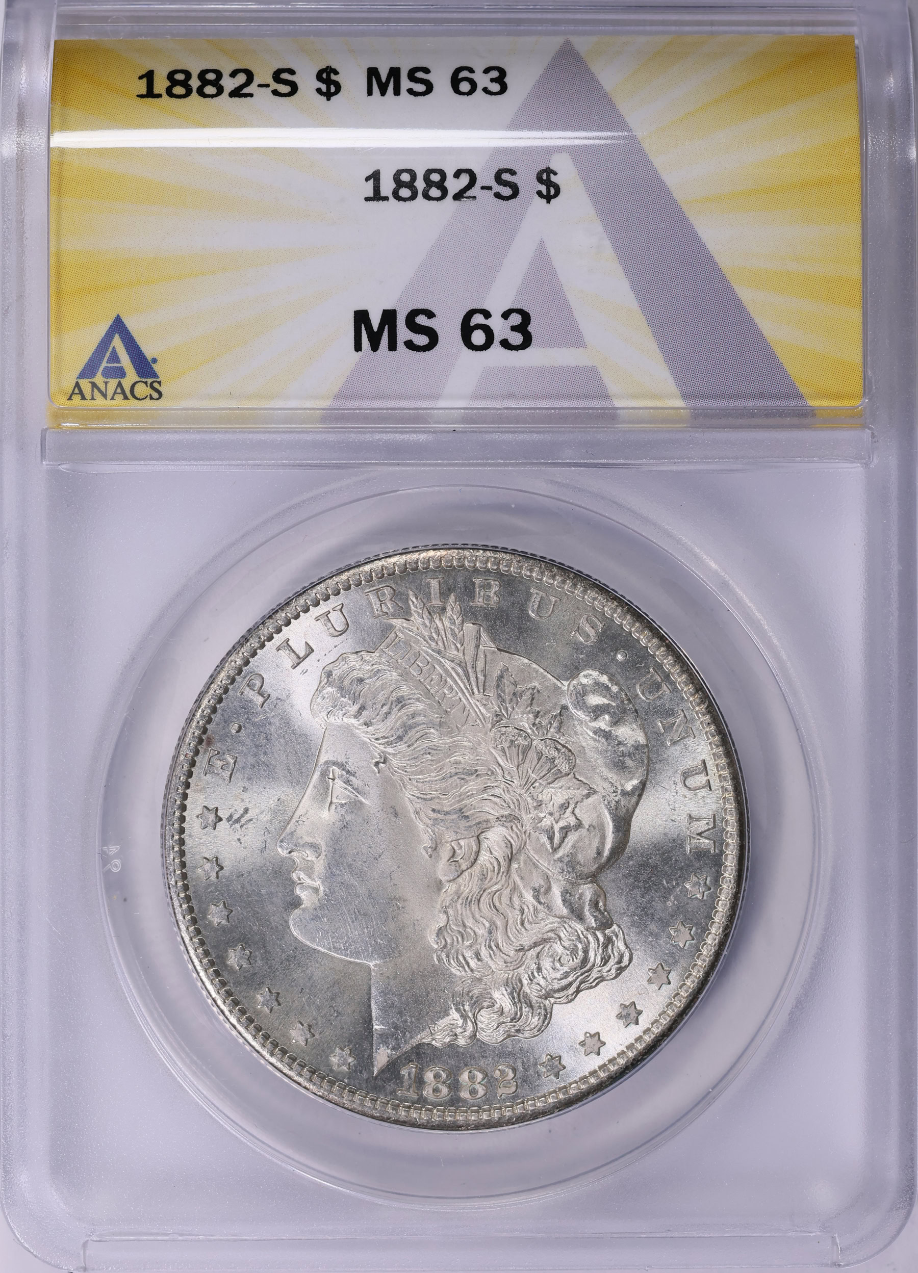 1882-S Morgan Silver Dollar ANACS MS-63 (Item 1789714) | GreatCollections Coin Auctions