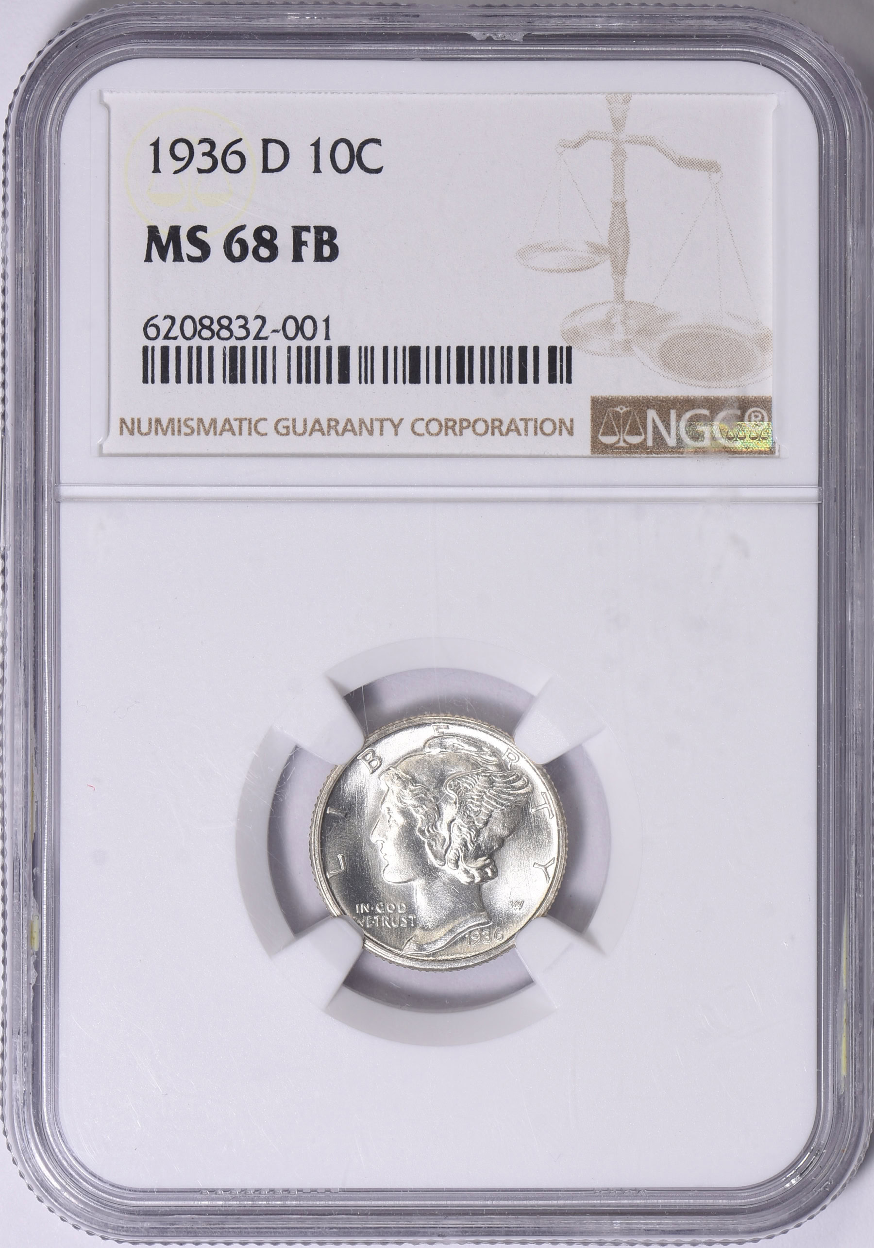 1936-D Mercury Dime NGC MS-68 FB (Item 1789744) | GreatCollections Coin Auctions
