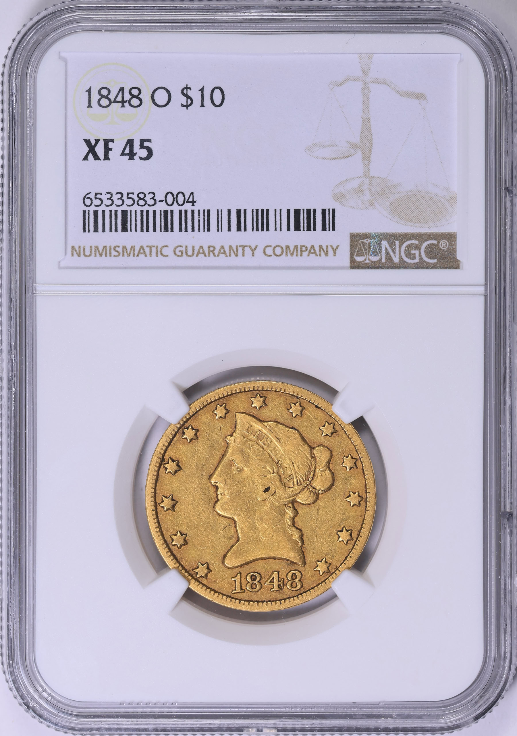 1848-O Liberty Gold Eagle NGC XF-45 (Item 1789761) | GreatCollections ...