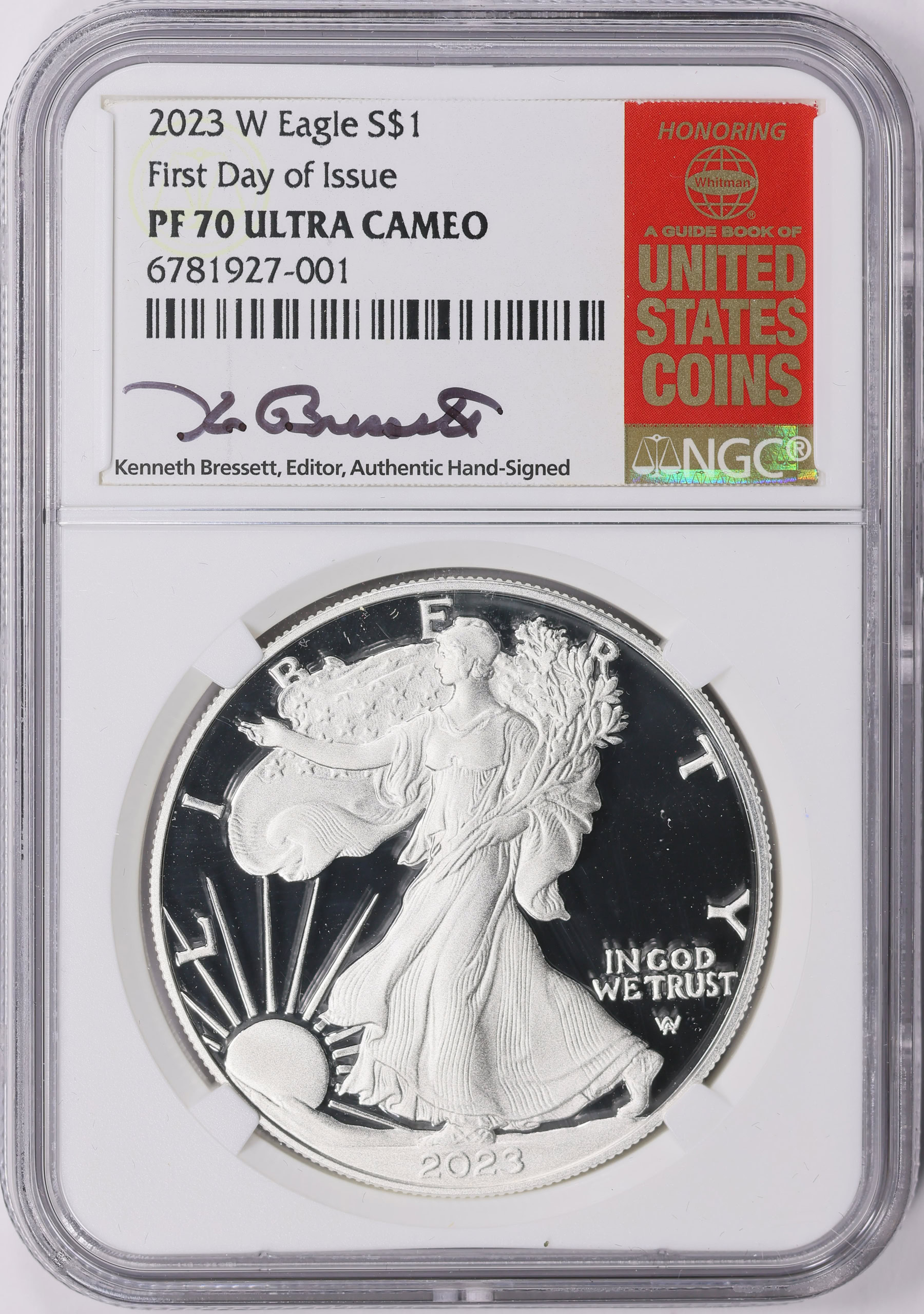 2023-W $1 Silver Eagle First Day of Issue NGC Proof-70 UC (Kenneth ...