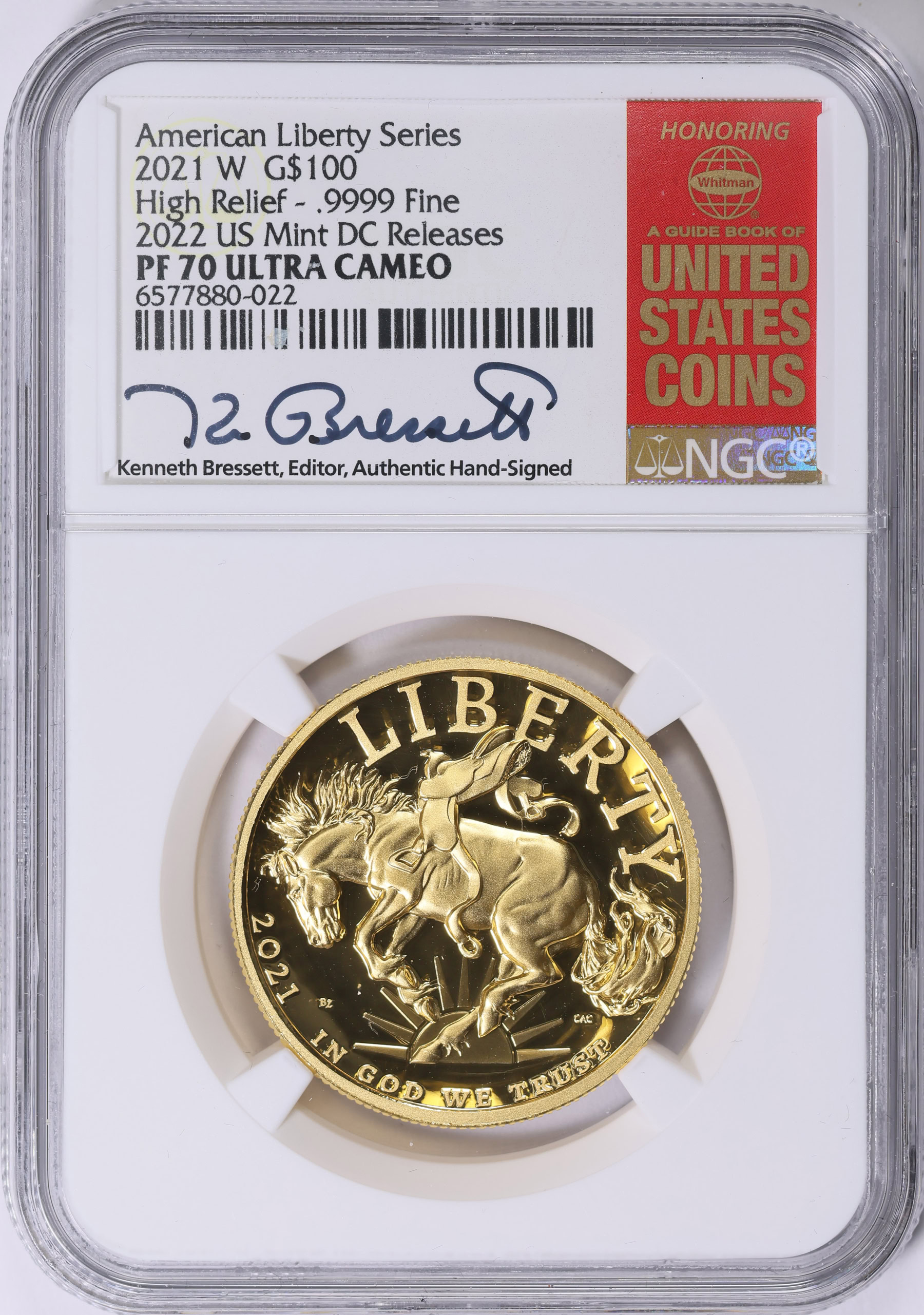 2021-W Gold $100 American Liberty High Relief 2022 US Mint DC Releases ...