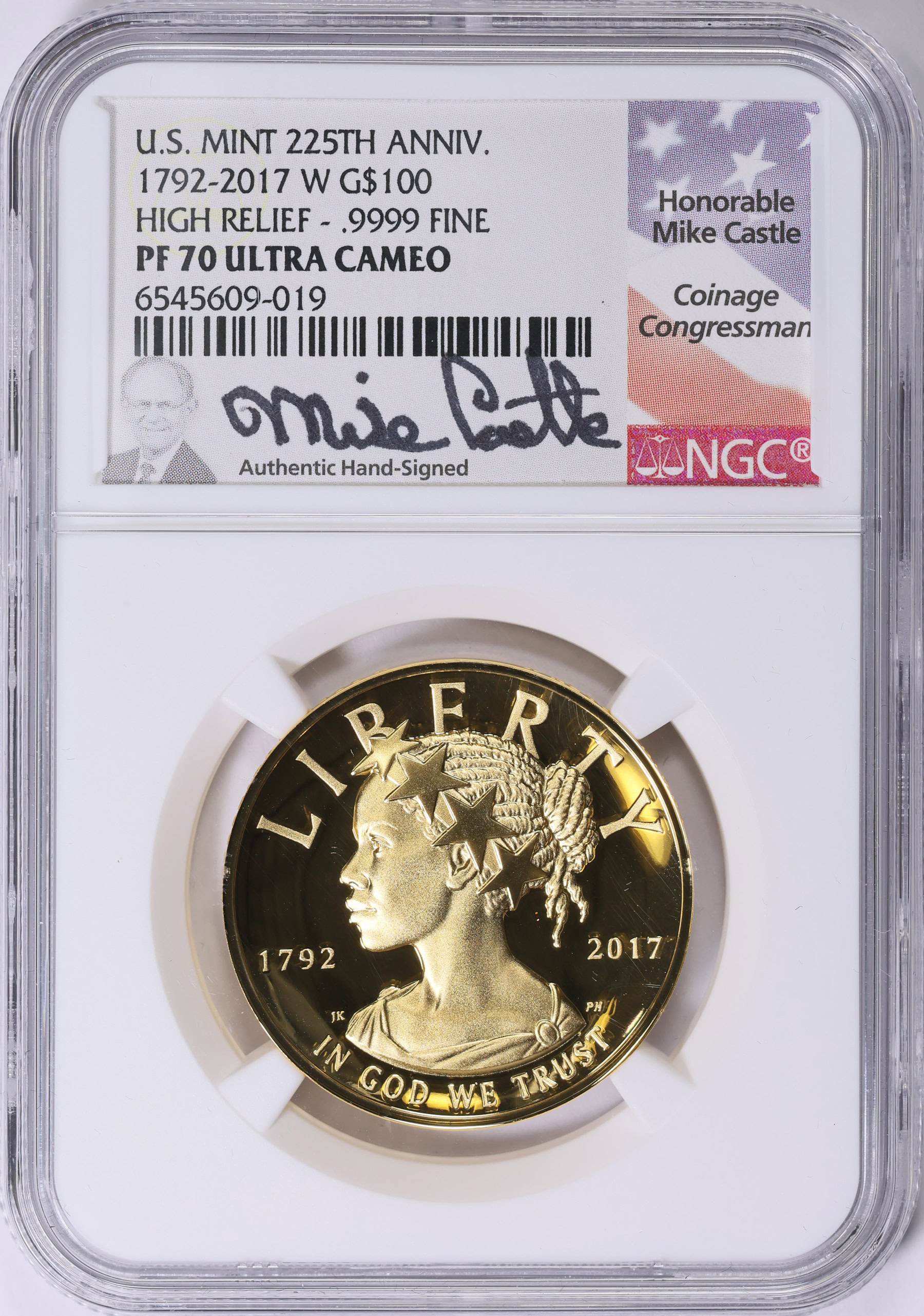 2017-W Gold $100 American Liberty High Relief 225th Anniversary U.S ...