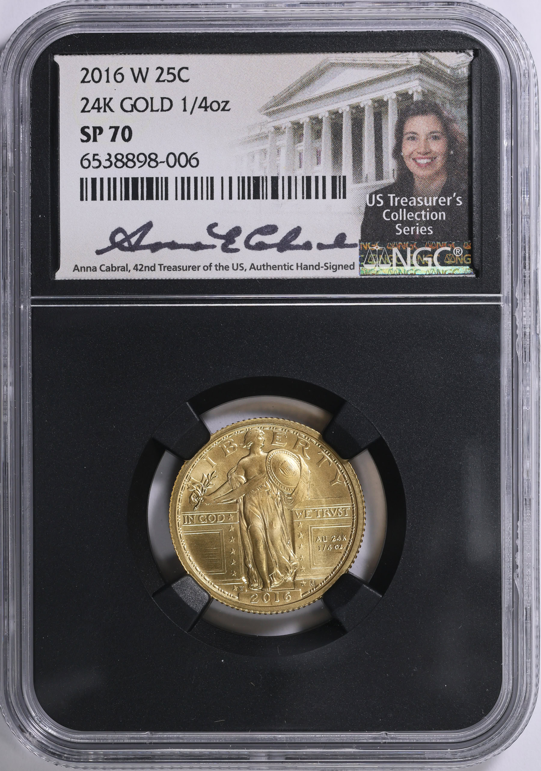 2016-W Standing Liberty Quarter 100th Anniversary Gold NGC SP-70 (Anna ...