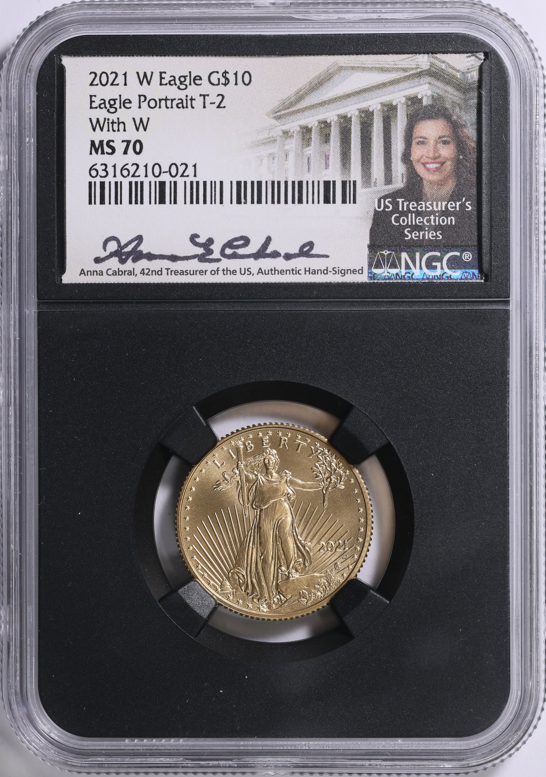 2021-W $10 Quarter-Ounce Gold American Eagle Type 2 Unfinished Proof Dies NGC MS-70 (Anna ...