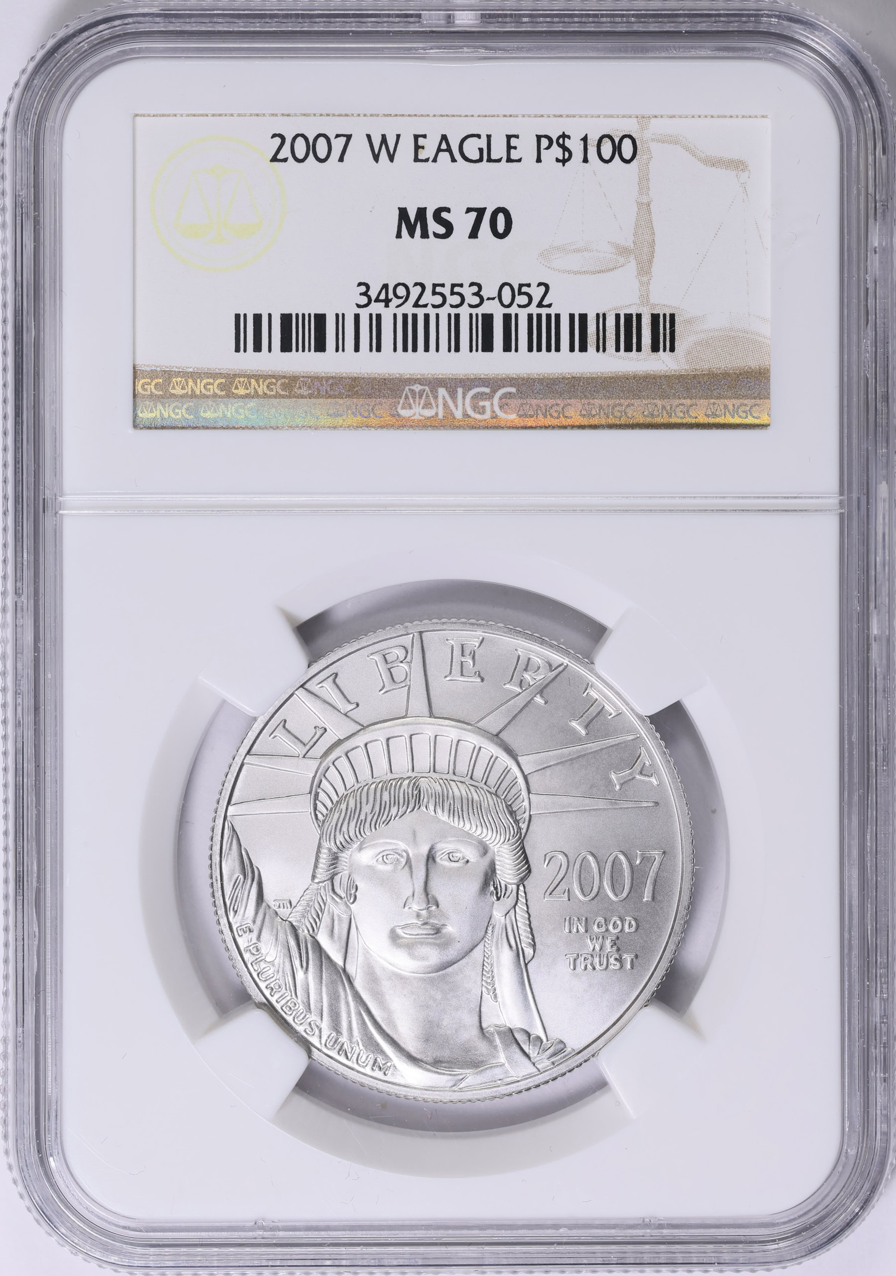 2007-W $100 One-Ounce Platinum American Eagle Burnished NGC MS-70 (Item 1789813 ...