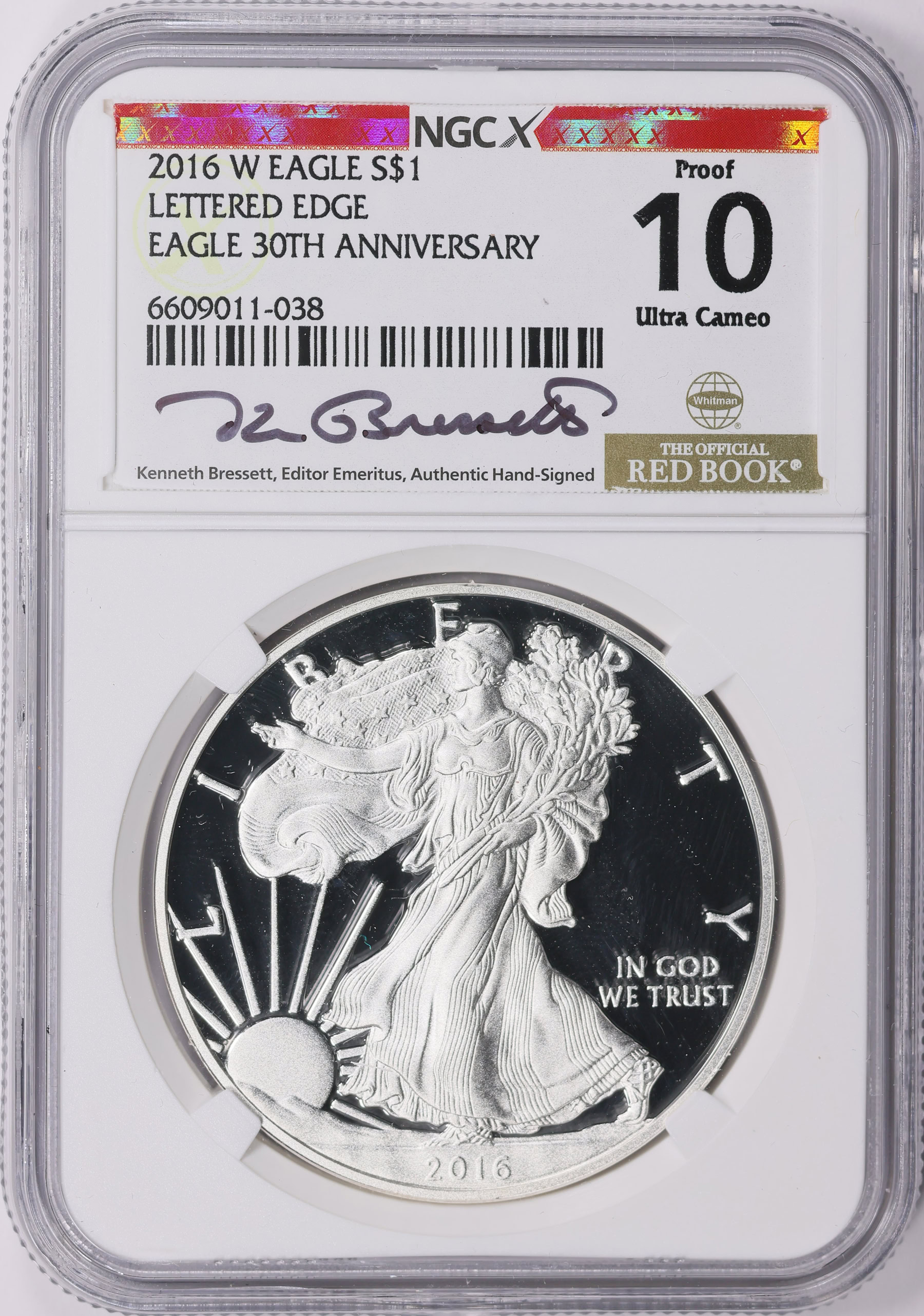 2016-W $1 Silver Eagle 30th Anniversary Lettered Edge NGCX Proof 10 UC (NGC Proof-70 UC ...