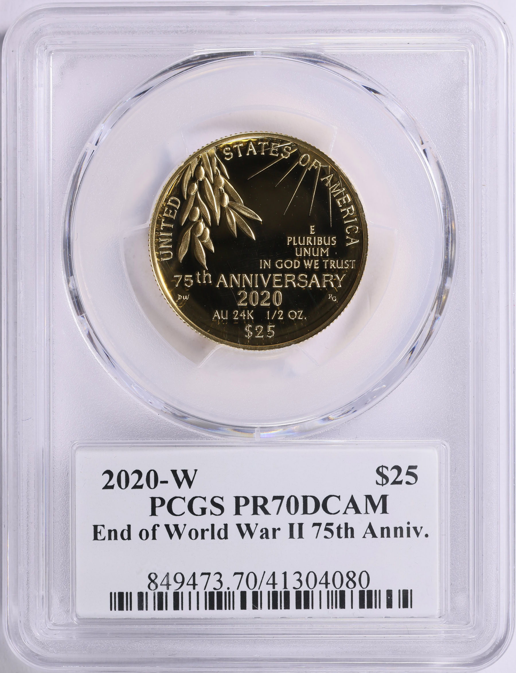 2020-W End of World War II 75th Anniversary Gold $25 PCGS Proof-70 DCAM ...