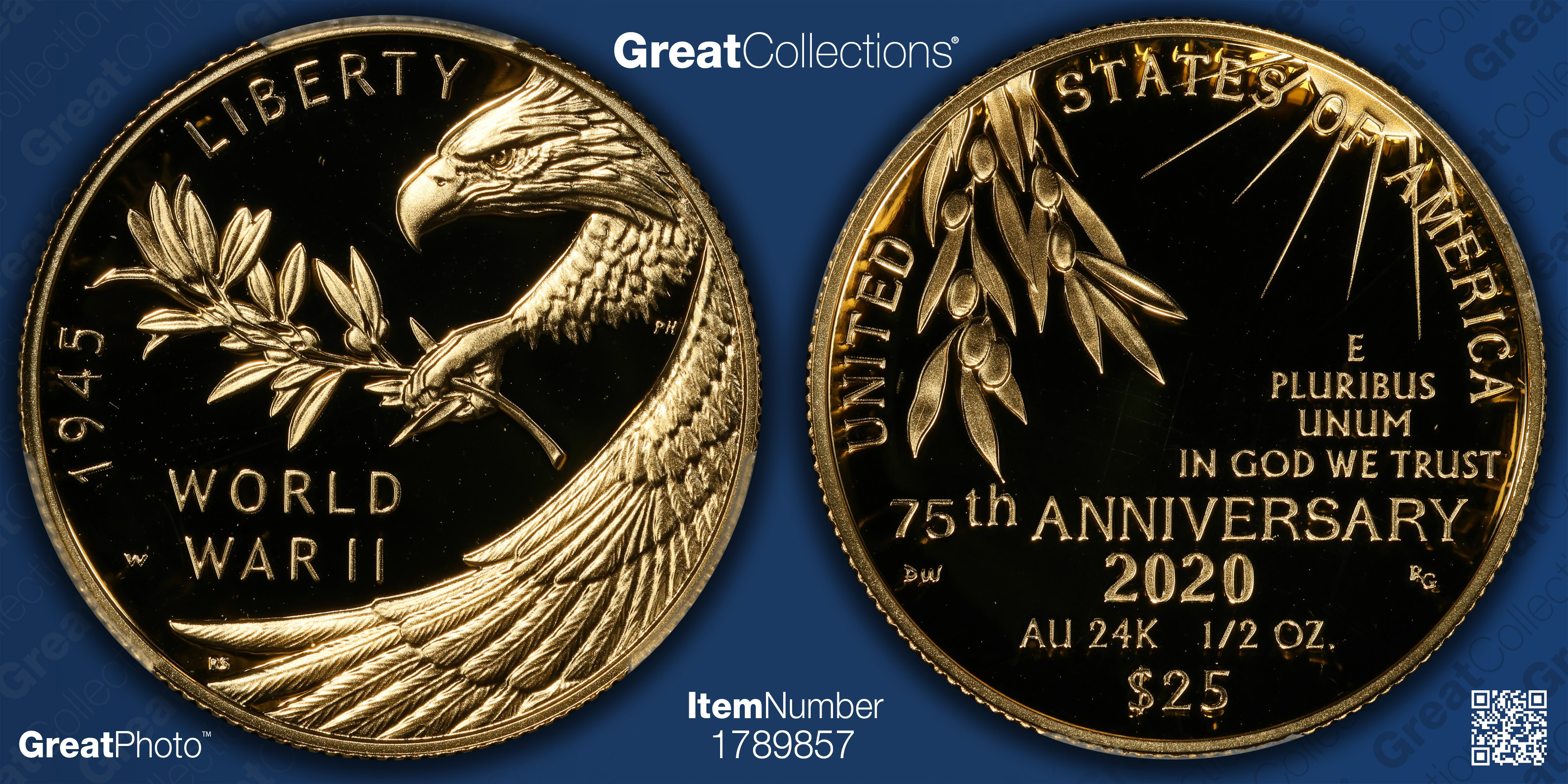 2020-W End of World War II 75th Anniversary Gold $25 PCGS Proof-70 DCAM ...