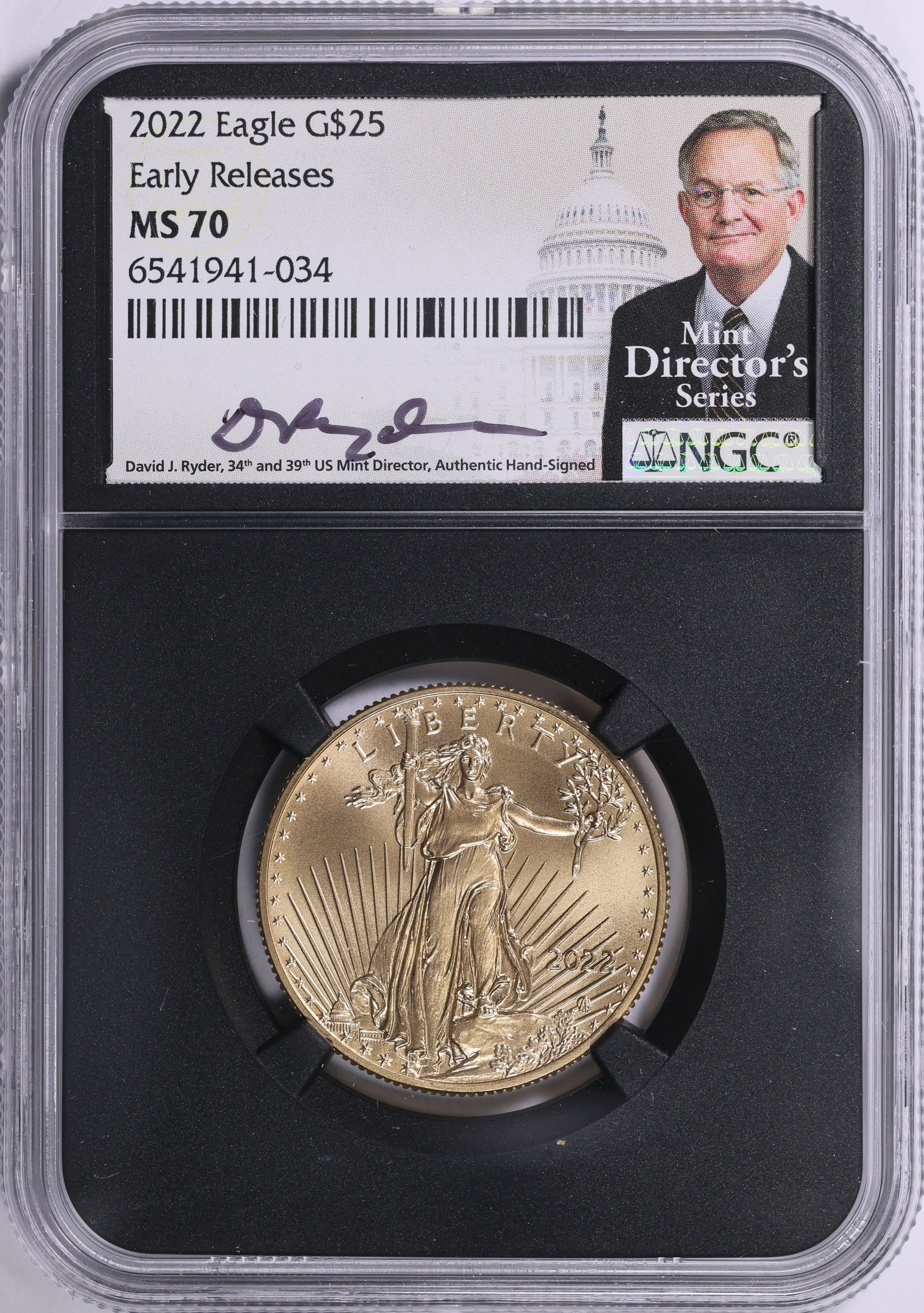 2022 $25 Half-Ounce Gold American Eagle Early Releases NGC MS-70 (David ...