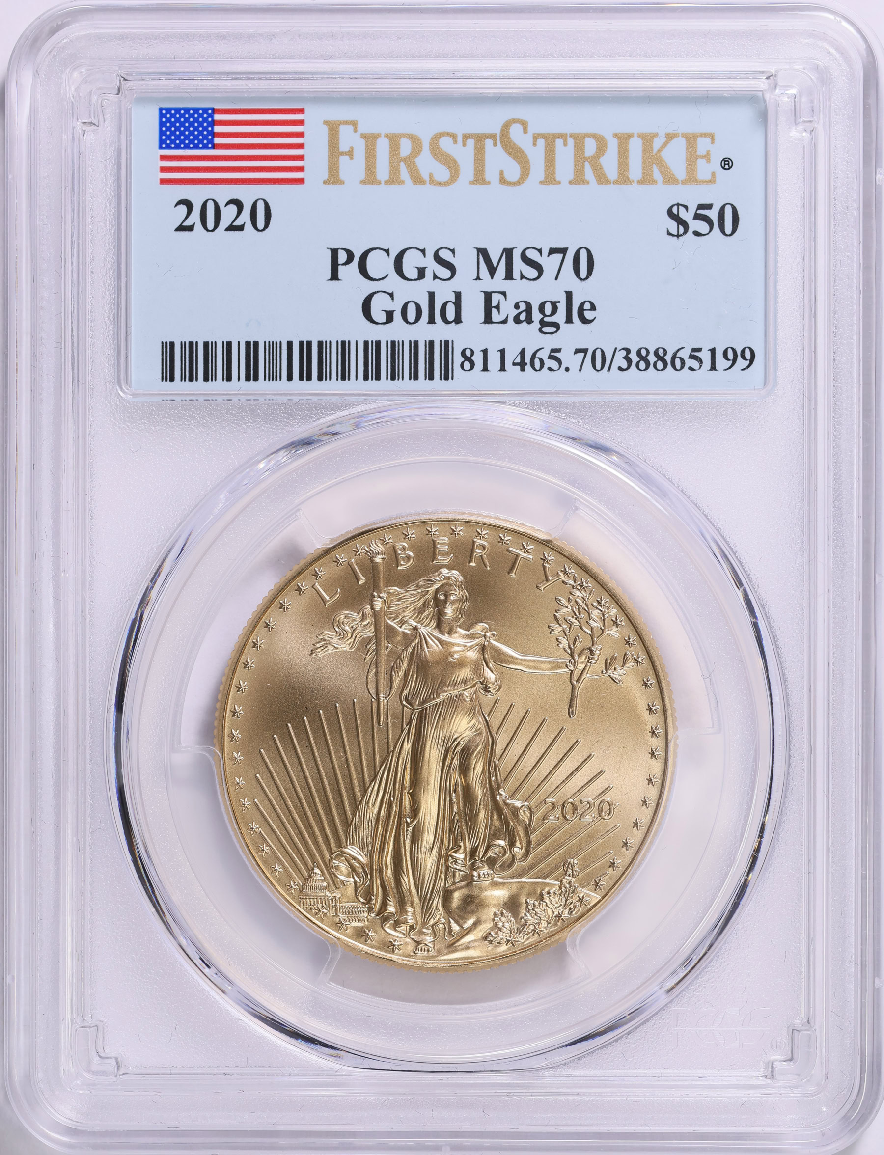2020 $50 One-Ounce Gold American Eagle First Strike PCGS MS-70 (Item 1789958) | GreatCollections ...