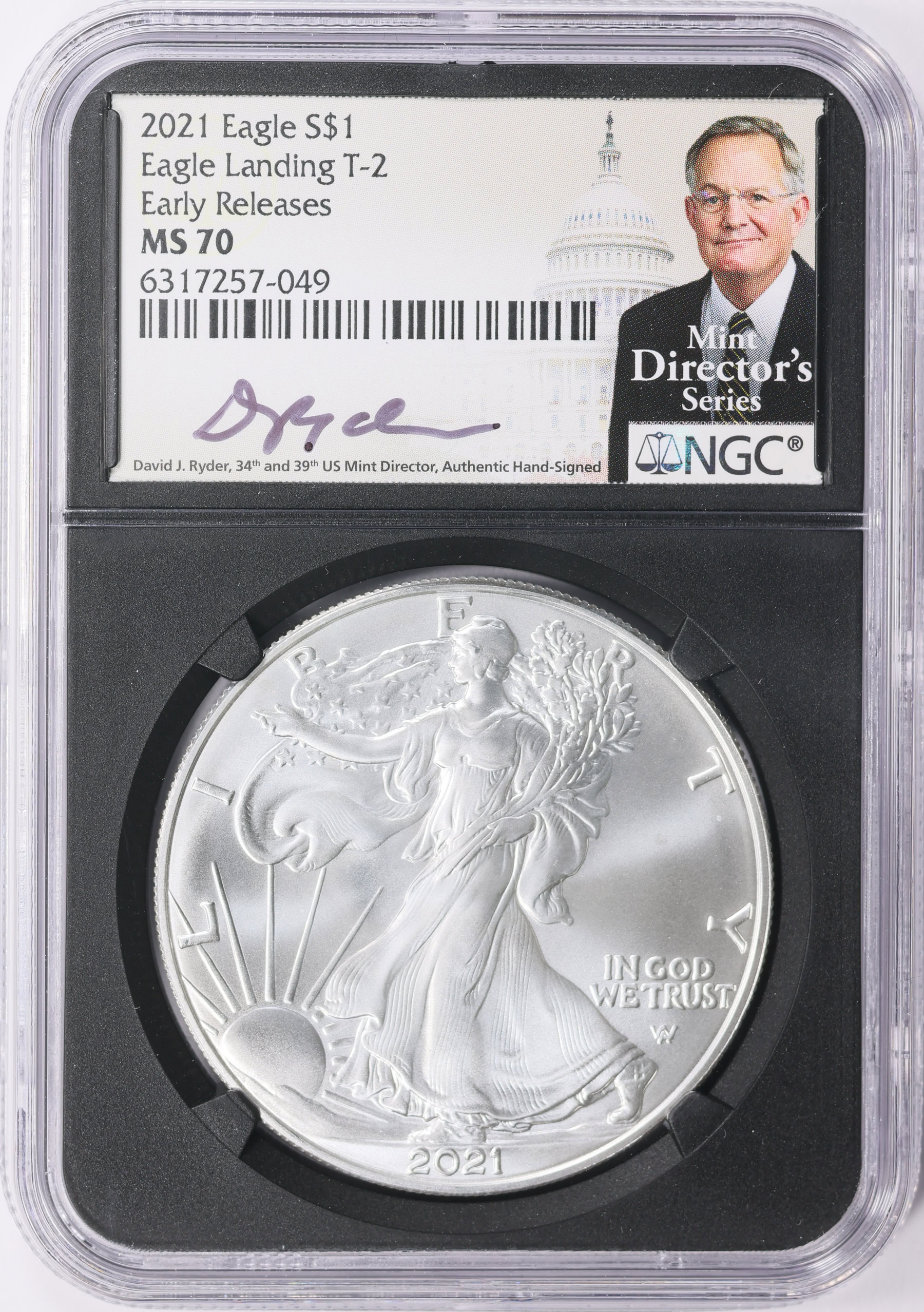 2021 $1 Silver Eagle Type 2 Early Releases NGC MS-70 (David J. Ryder ...