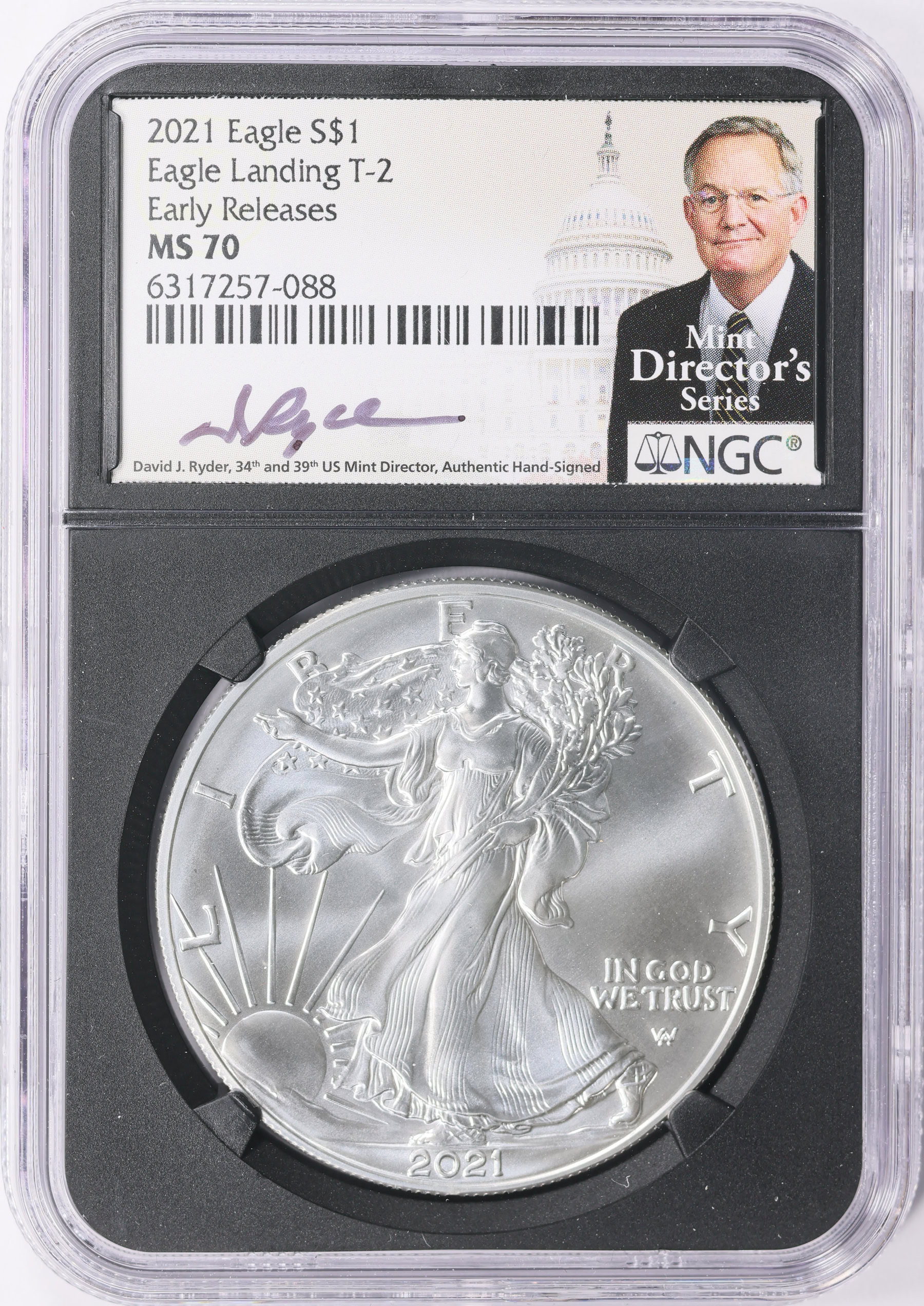 2021 $1 Silver Eagle Type 2 Early Releases NGC MS-70 (David J. Ryder ...