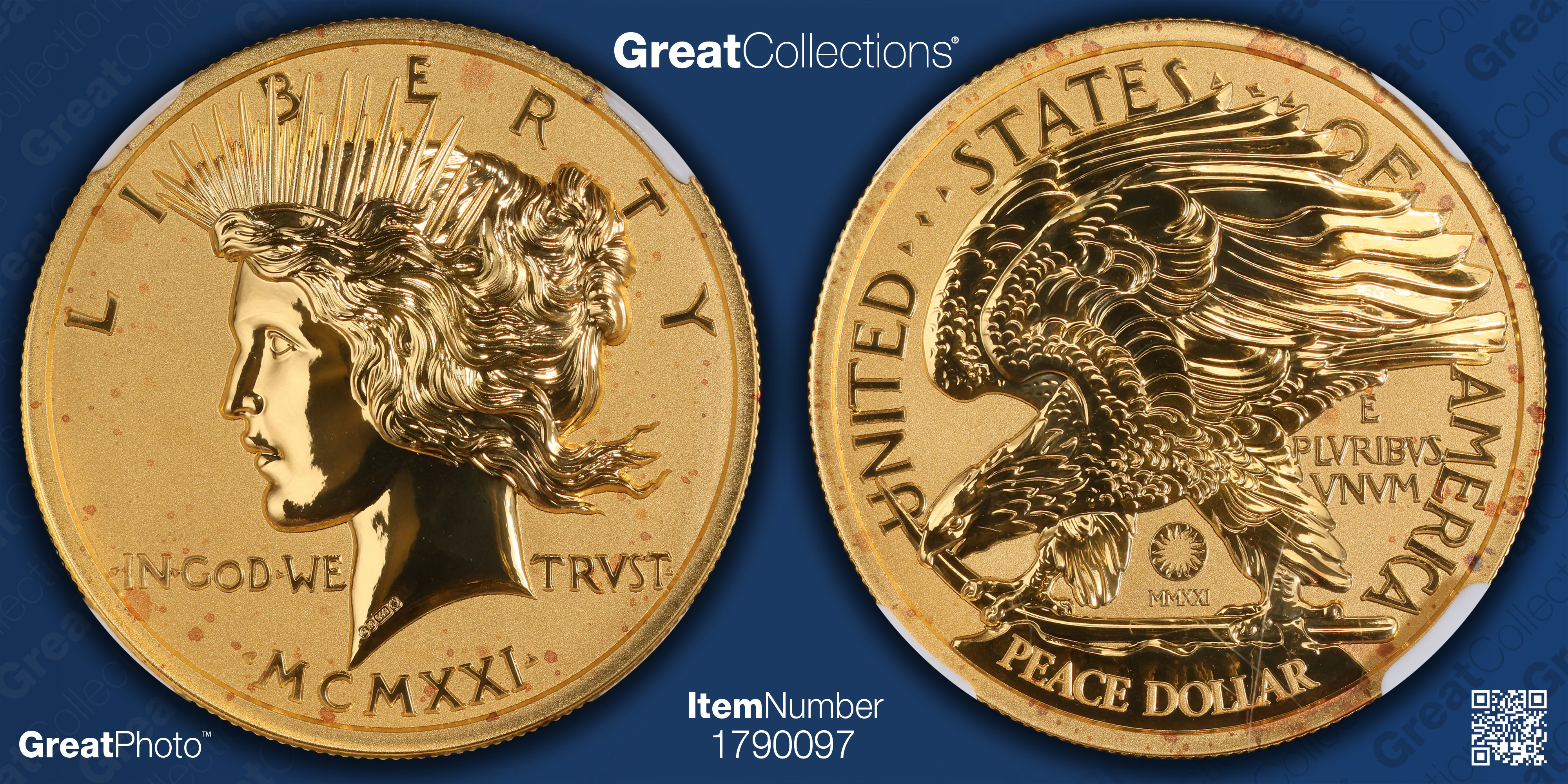 1921-2021 Gold 1 oz. Private Issue Peace Dollar 100th Anniversary Ultra ...